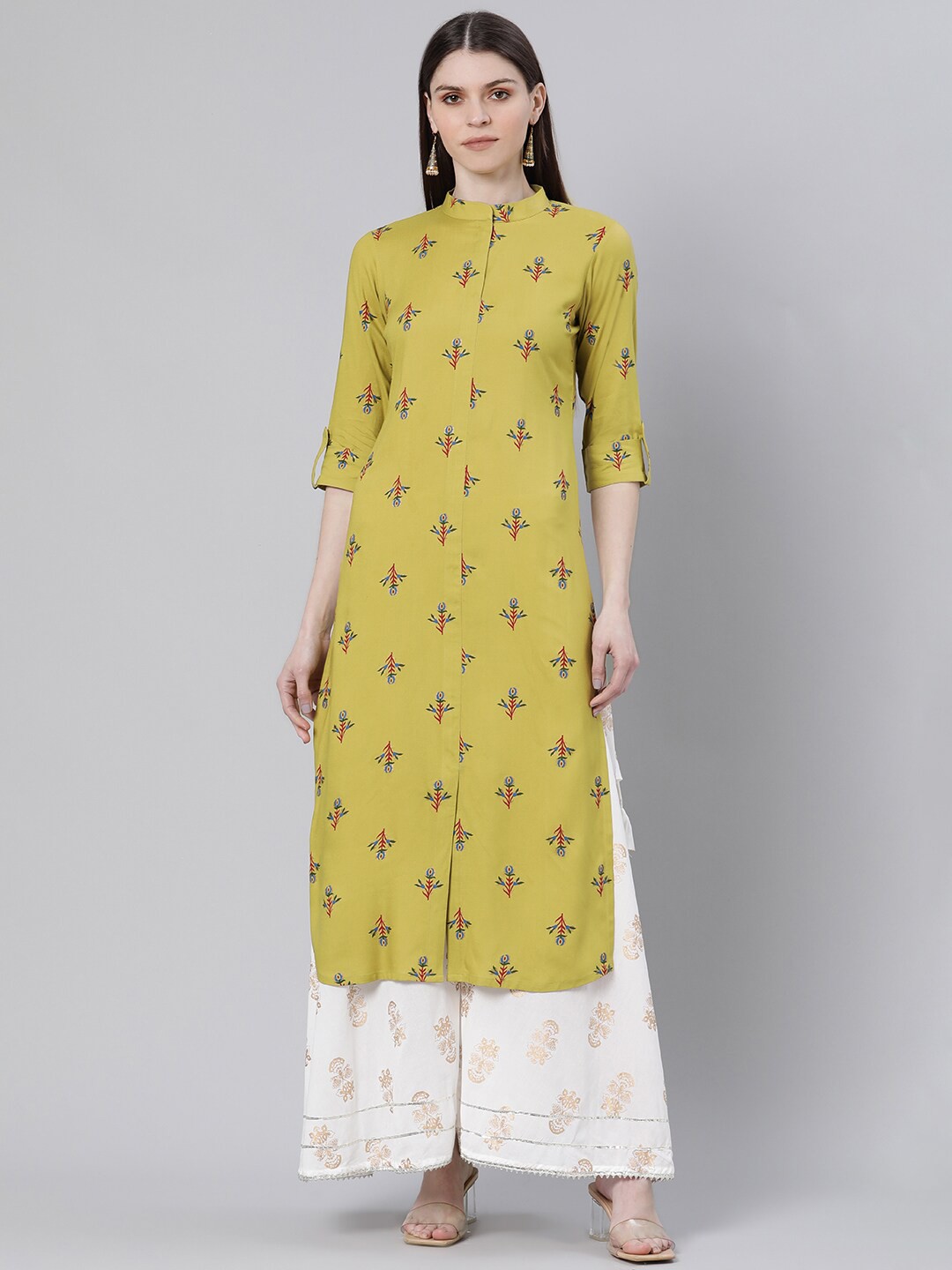 Buy Gerua By Libas Women Green Floral Embroidered Kurta Kurtas For