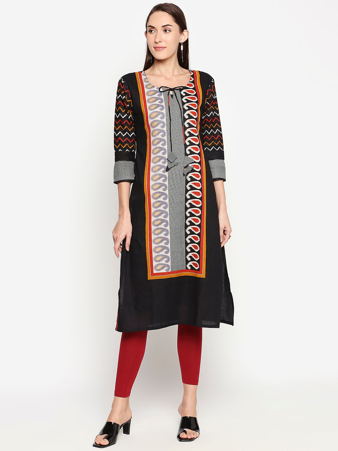 Buy SALWAR STUDIO Women Multicoloured Ethnic Motifs Printed Handloom ...