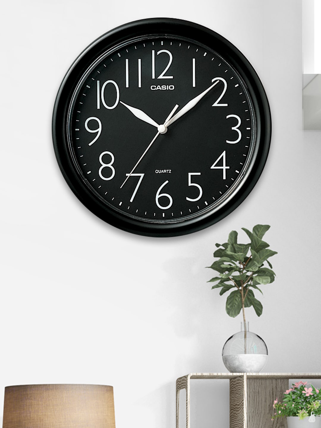 Buy CASIO Black & White Round Solid Analogue Wall Clock - Clocks for ...