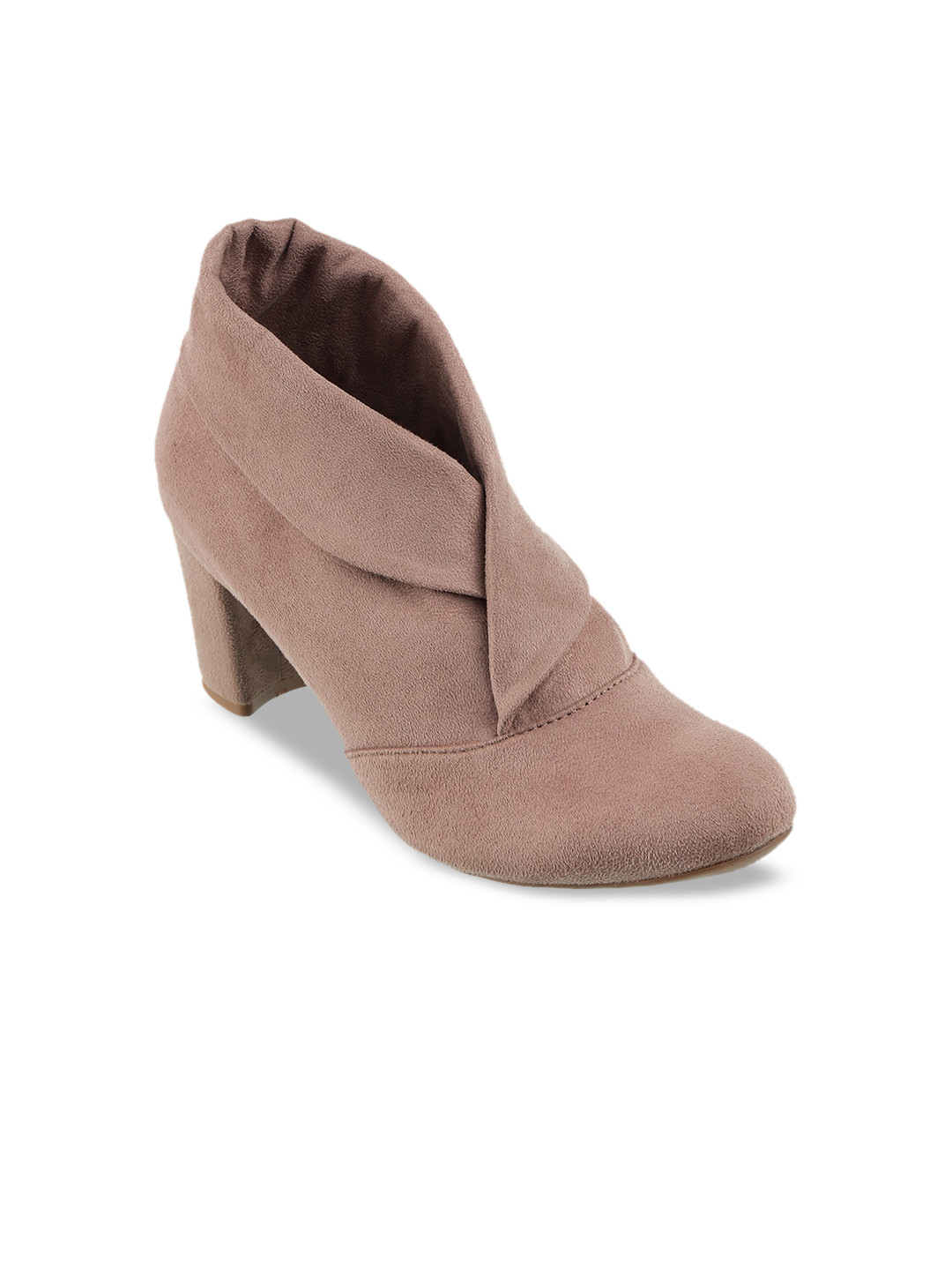 Buy LEMON & PEPPER Women Beige Solid Heeled Boots - Boots for Women ...