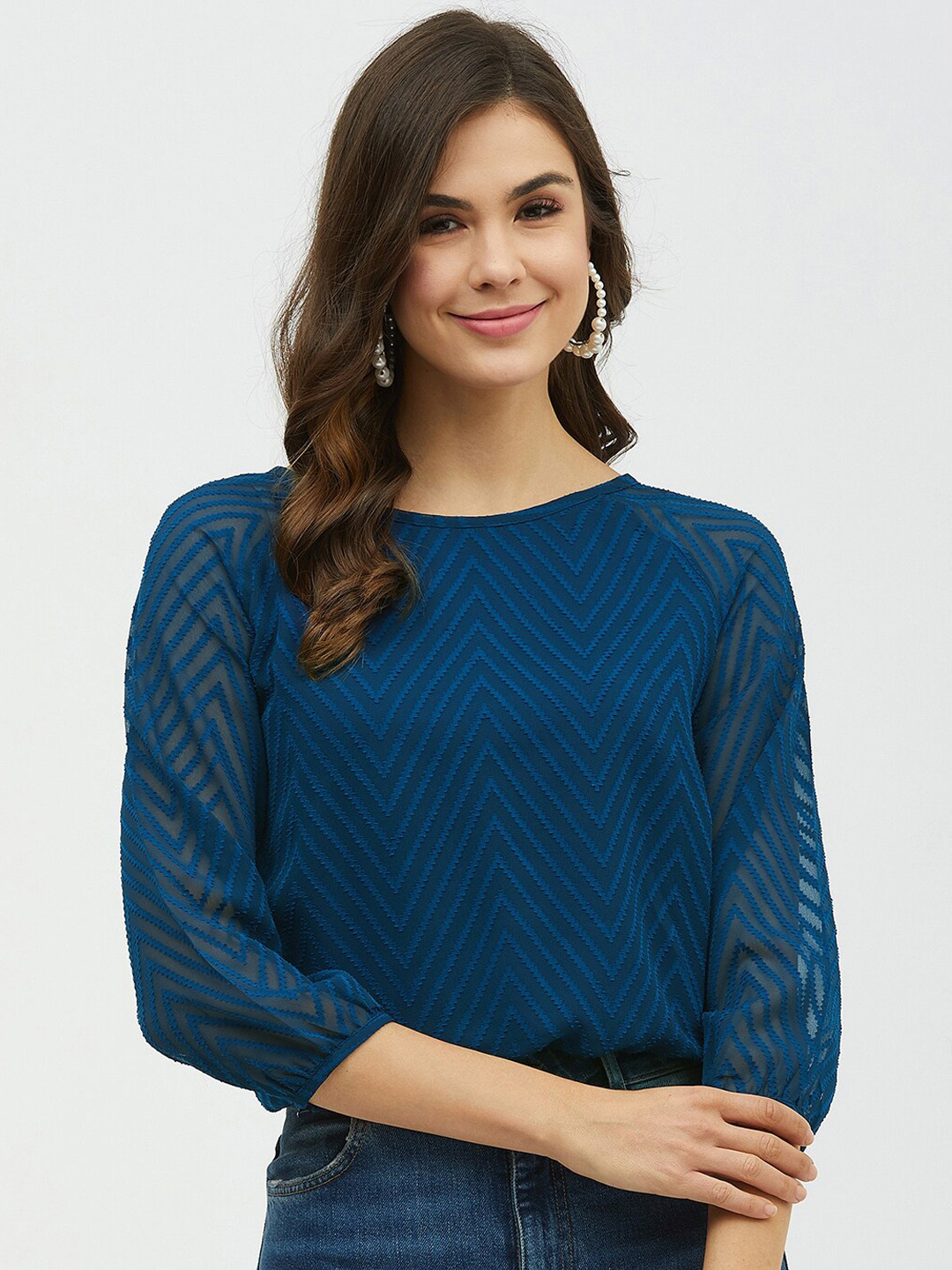 Buy Harpa Blue Self Design Top - Tops for Women 13594080 | Myntra