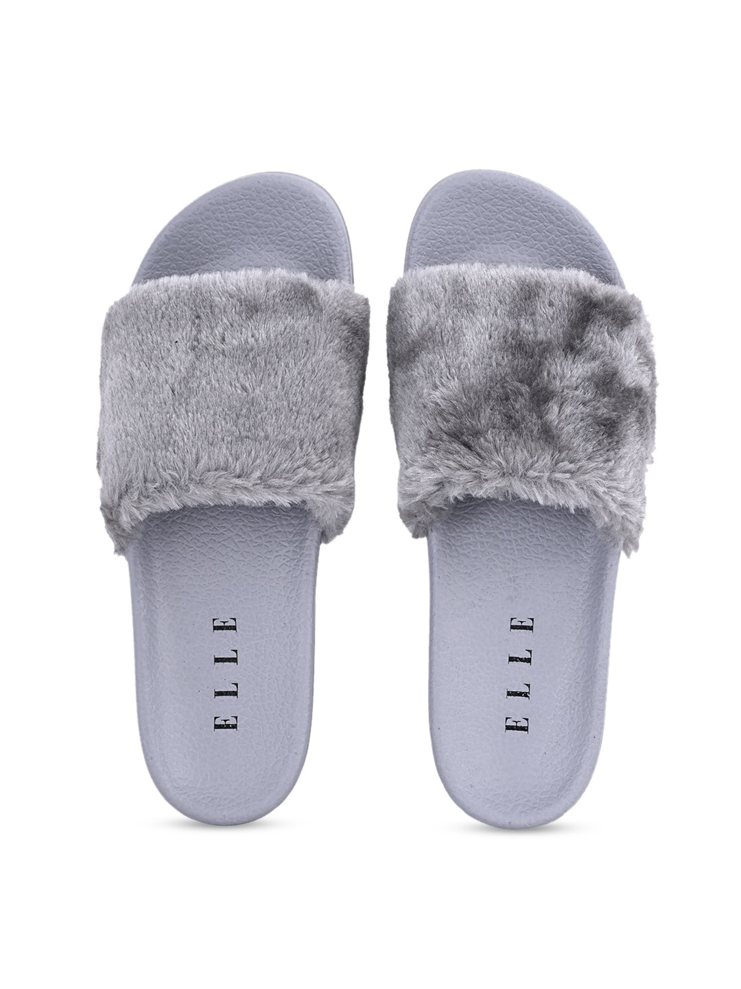 Buy ELLE Women Grey Faux Fur Sliders - Flip Flops for Women 13592490 ...