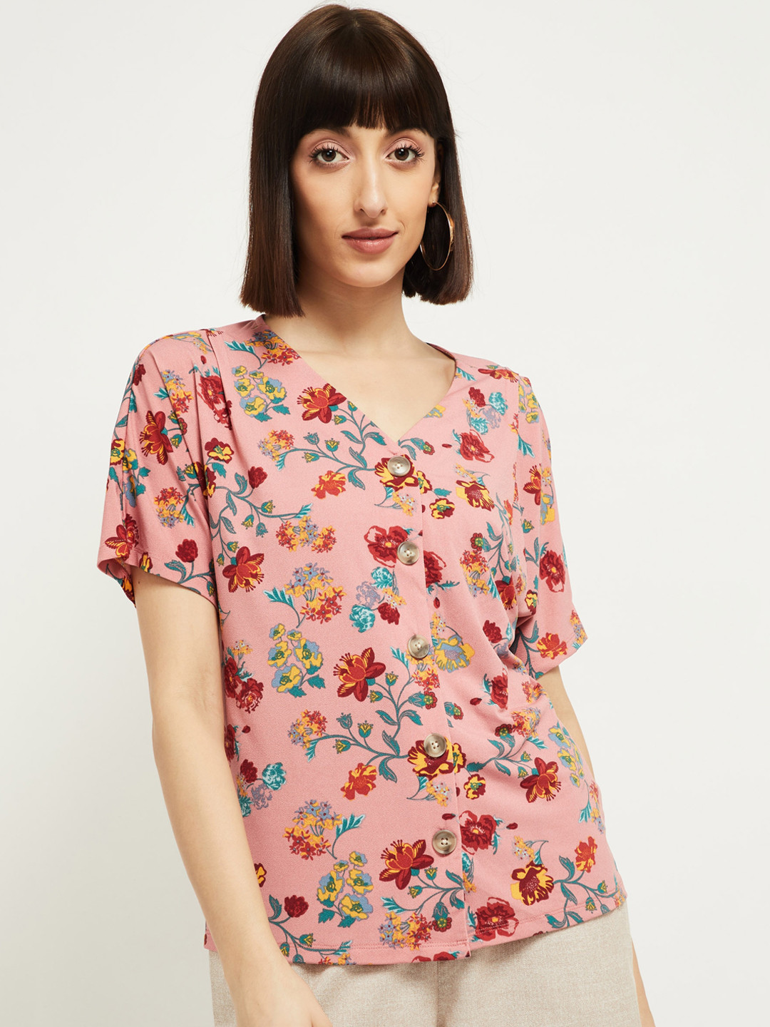 Buy Max Women Pink Floral Printed Top - Tops for Women 13599072 | Myntra