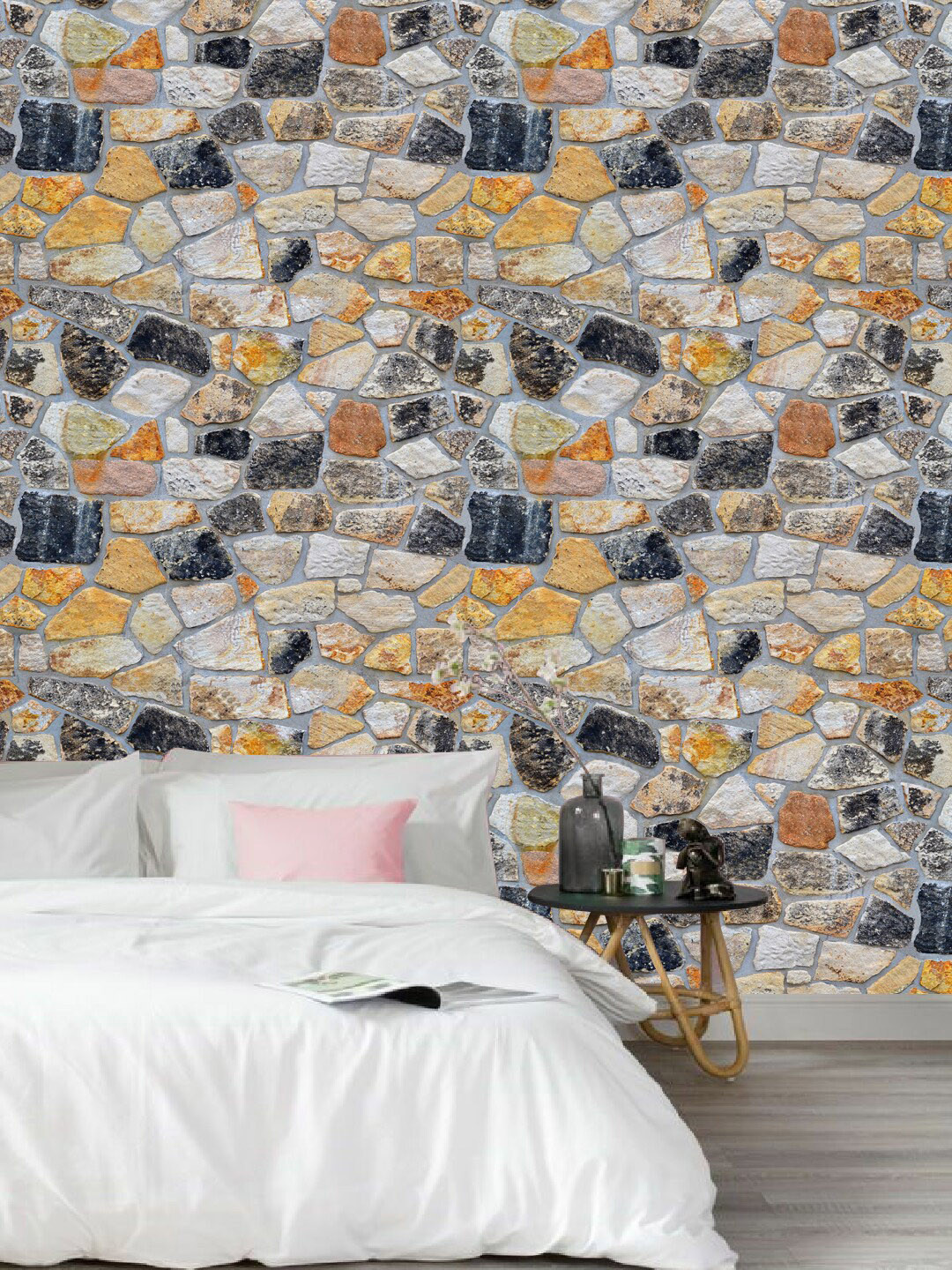 Buy Jaamso Royals Multicolour Stone Self Adhesive Wallpaper - Decals ...