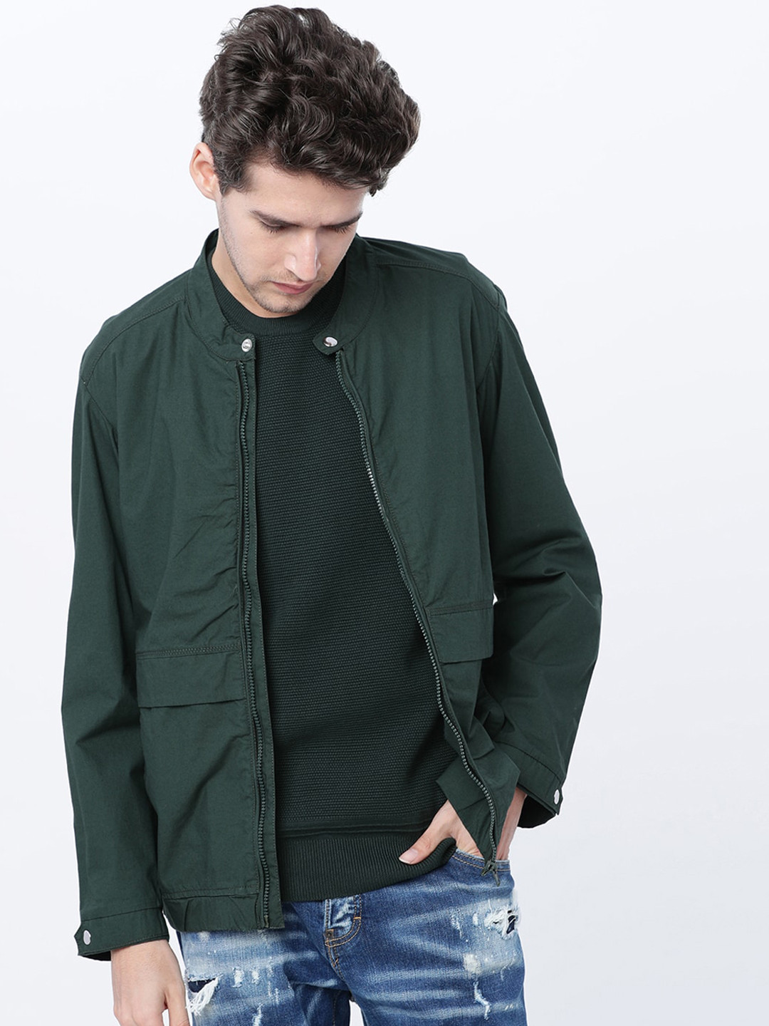 Buy HIGHLANDER Men Green Solid Tailored Shacket - Jackets for Men ...