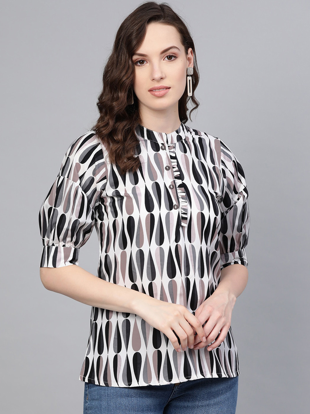 Buy Myshka Women Multicoloured Printed Shirt Style Top - Tops for Women ...