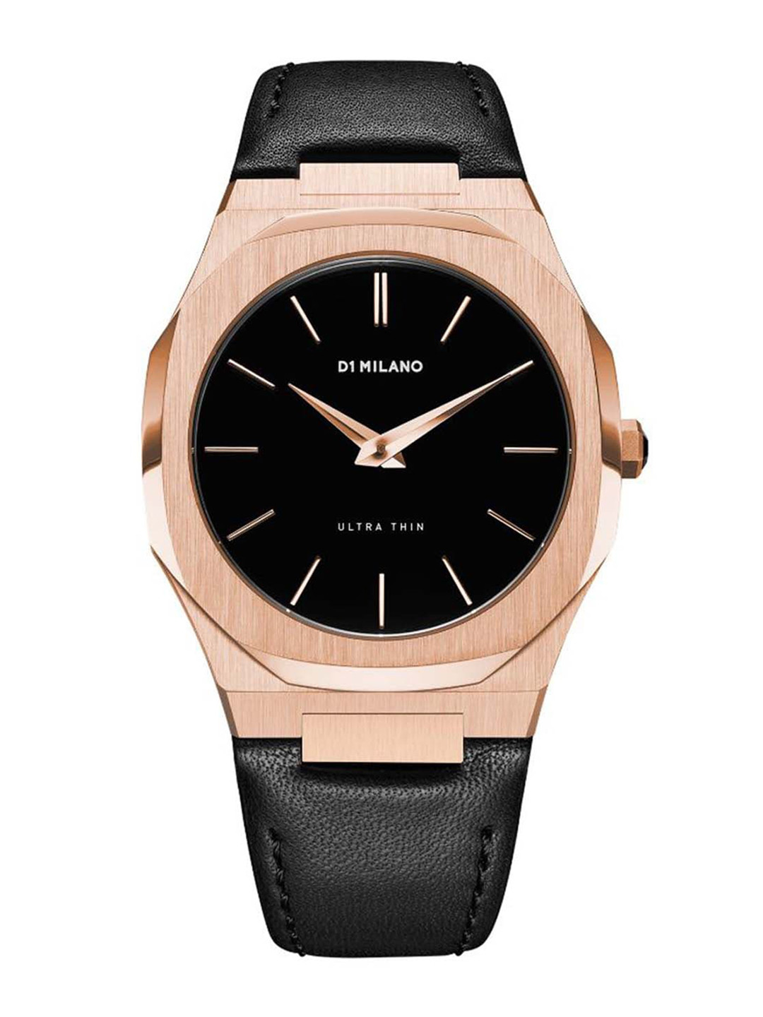 Buy D1 Milano Ultra Thin Leather Matte Black Dial Italian Calf Leather ...