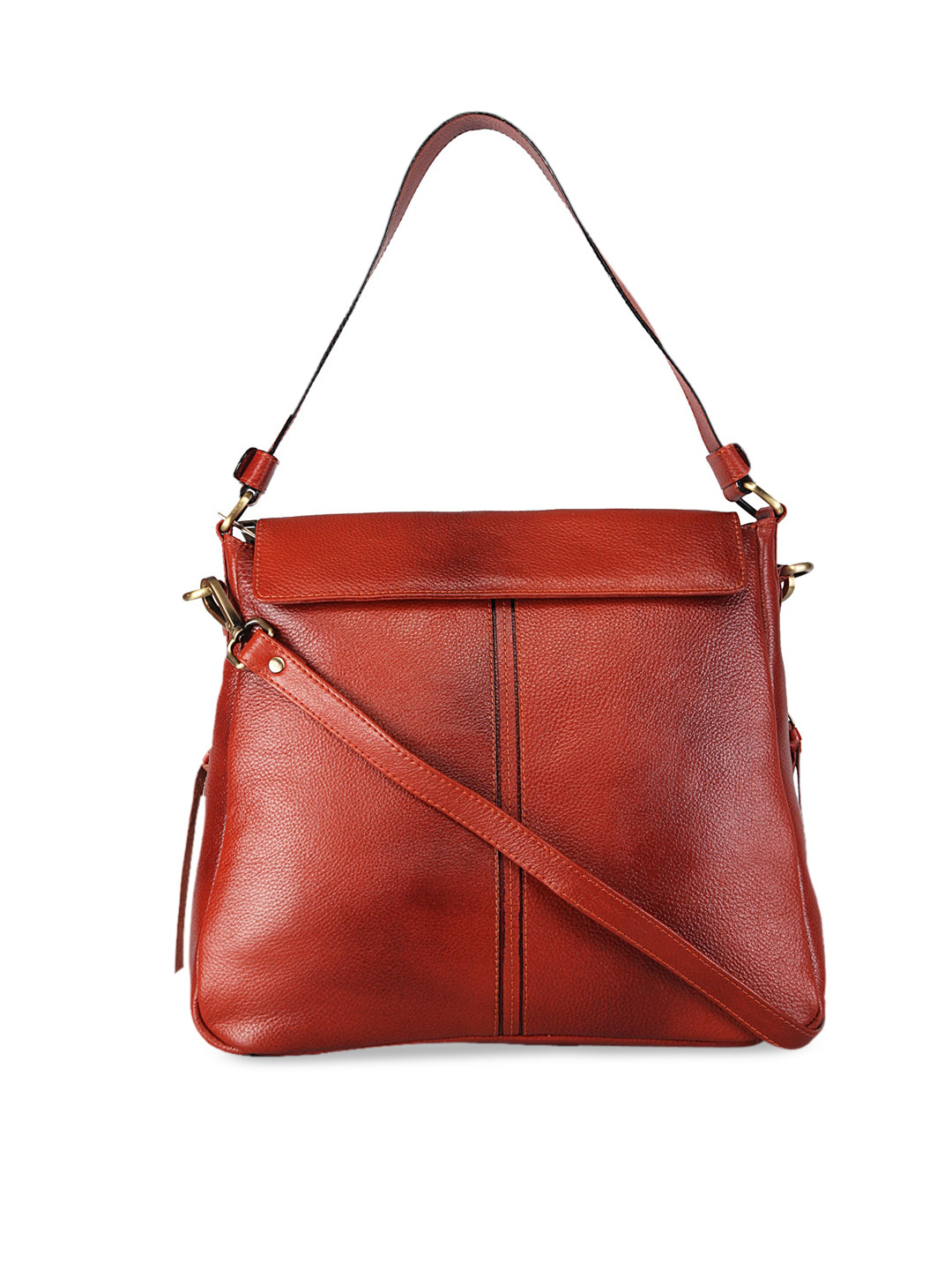 Buy GENWAYNE Maroon Solid Leather Handheld Bag - Handbags for Women ...