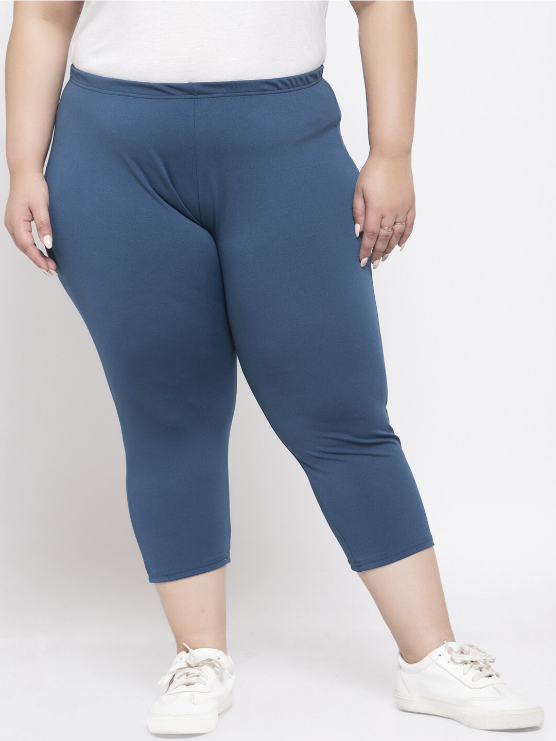 Buy PlusS Women Blue Solid Regular Fit Capris - Capris for Women ...