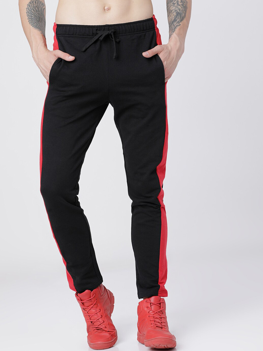 Buy HIGHLANDER Men Black Colourblocked Slim Fit Track Pants - Track ...