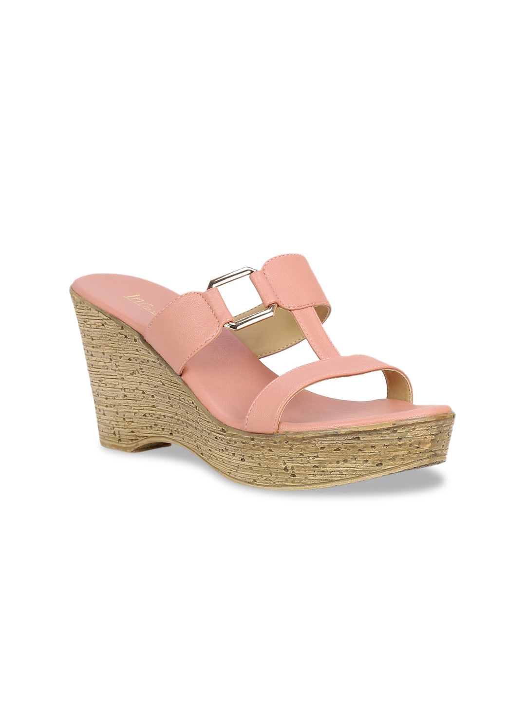 Buy Inc 5 Women Peach Coloured Solid Sandals - Heels for Women 13857556 ...
