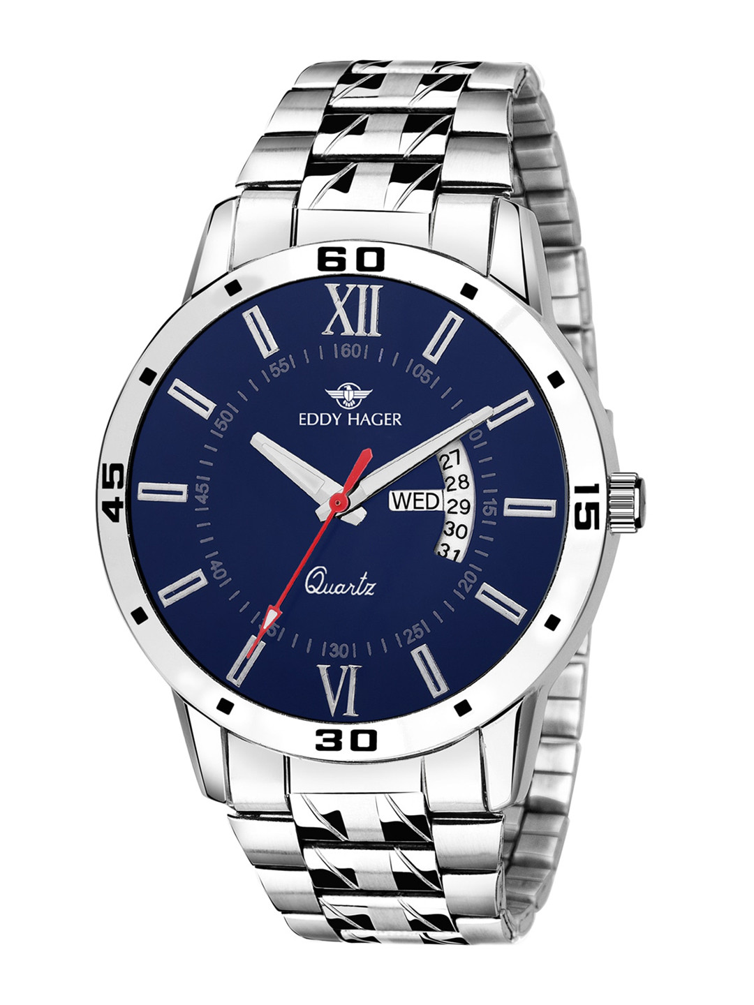 Buy EDDY HAGER Men Blue & Silver Toned Analogue Watch Eddy Hager 201 ...