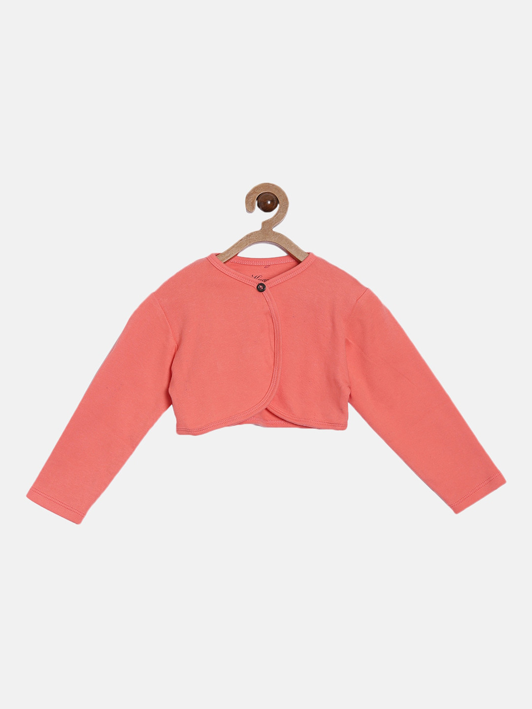 Buy Kryptic Girls Peach Coloured Solid Button Shrug - Shrug for Girls ...