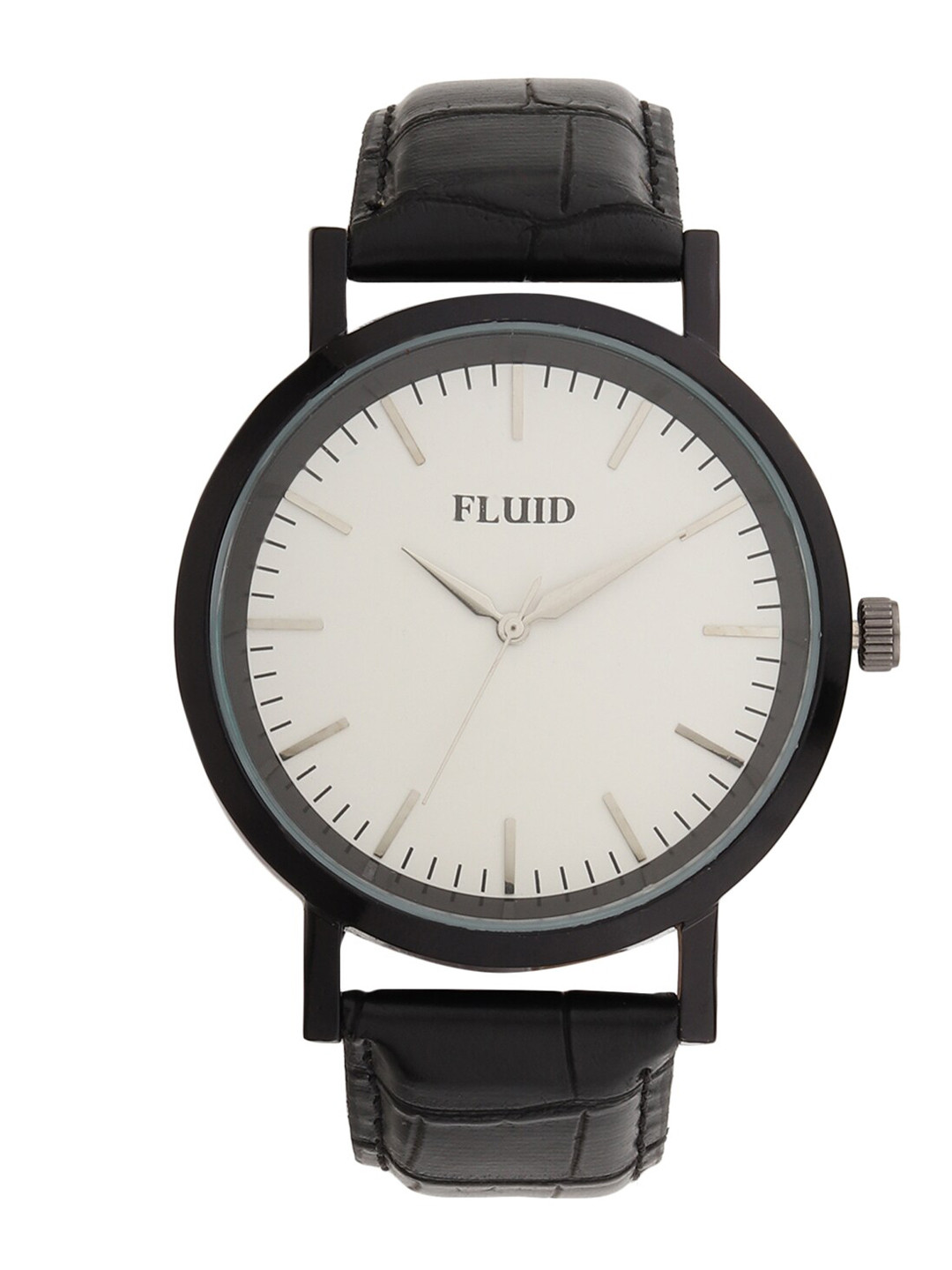 Buy FLUID Men Black & White Leather Analogue Watch FL 803G WH01 ...