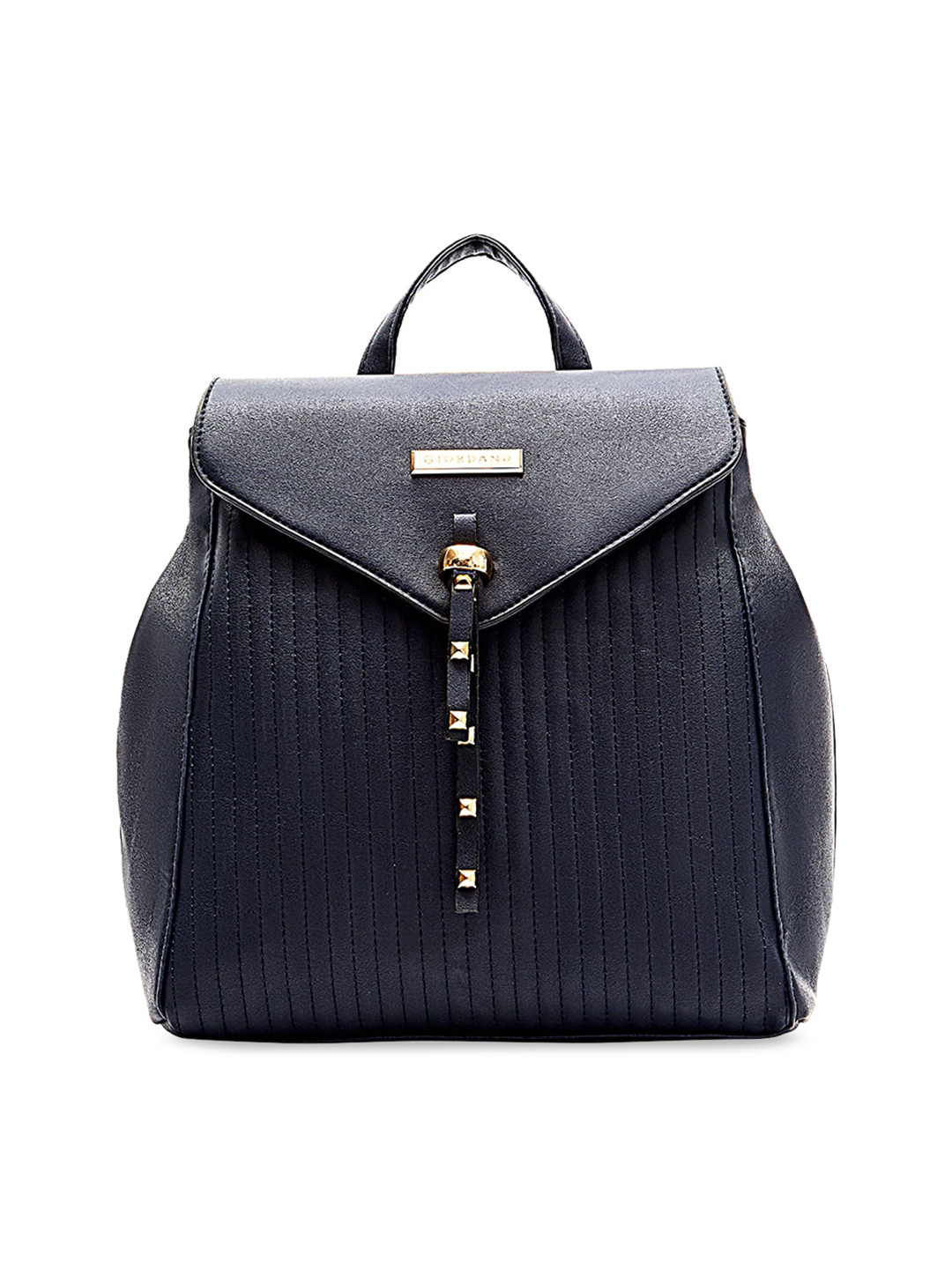 Buy Giordano Women Navy Blue Striped Embellished Backpack - Backpacks ...