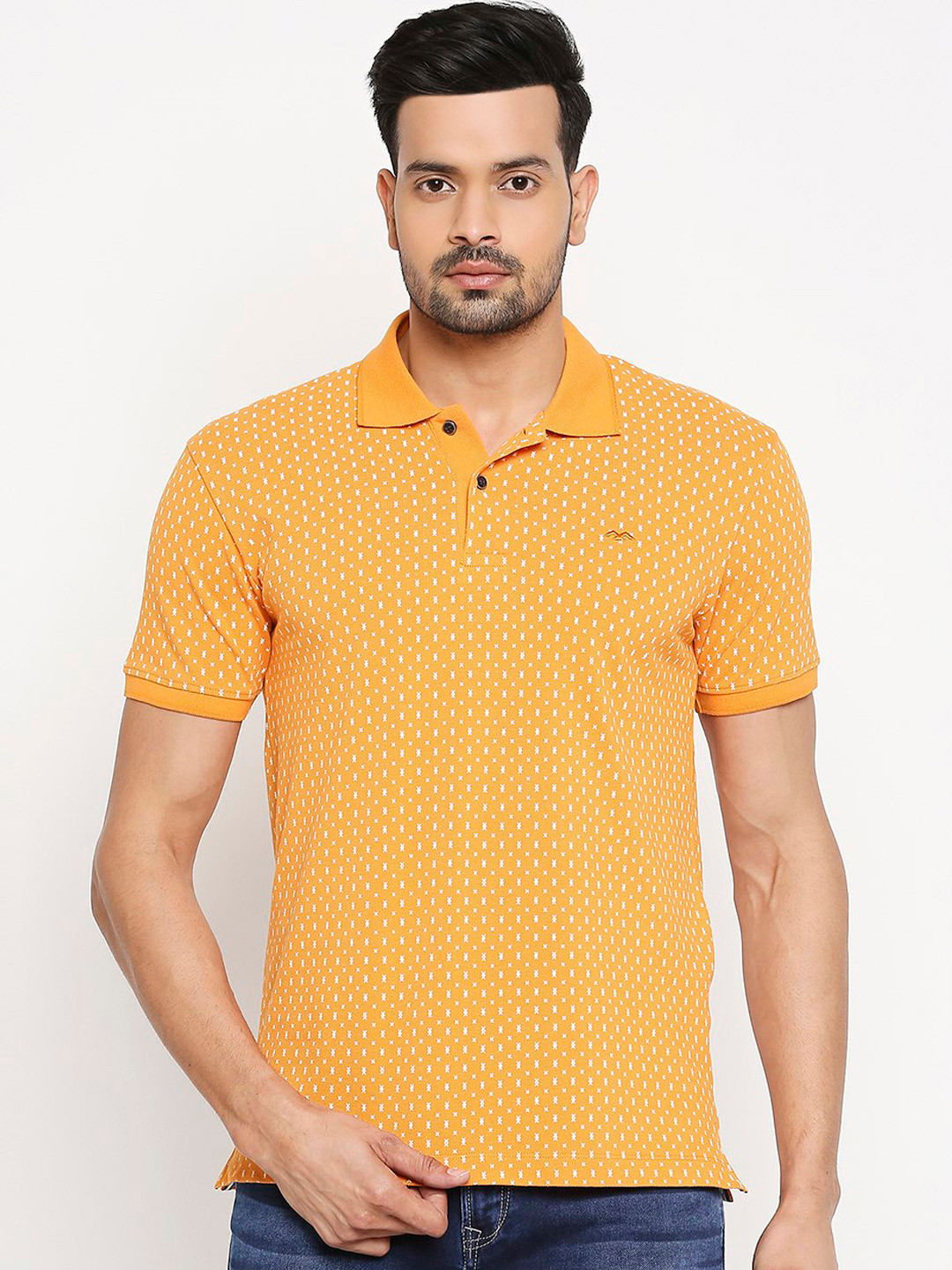 Buy Mufti Men Orange Printed Polo Collar T Shirt - Tshirts for Men ...