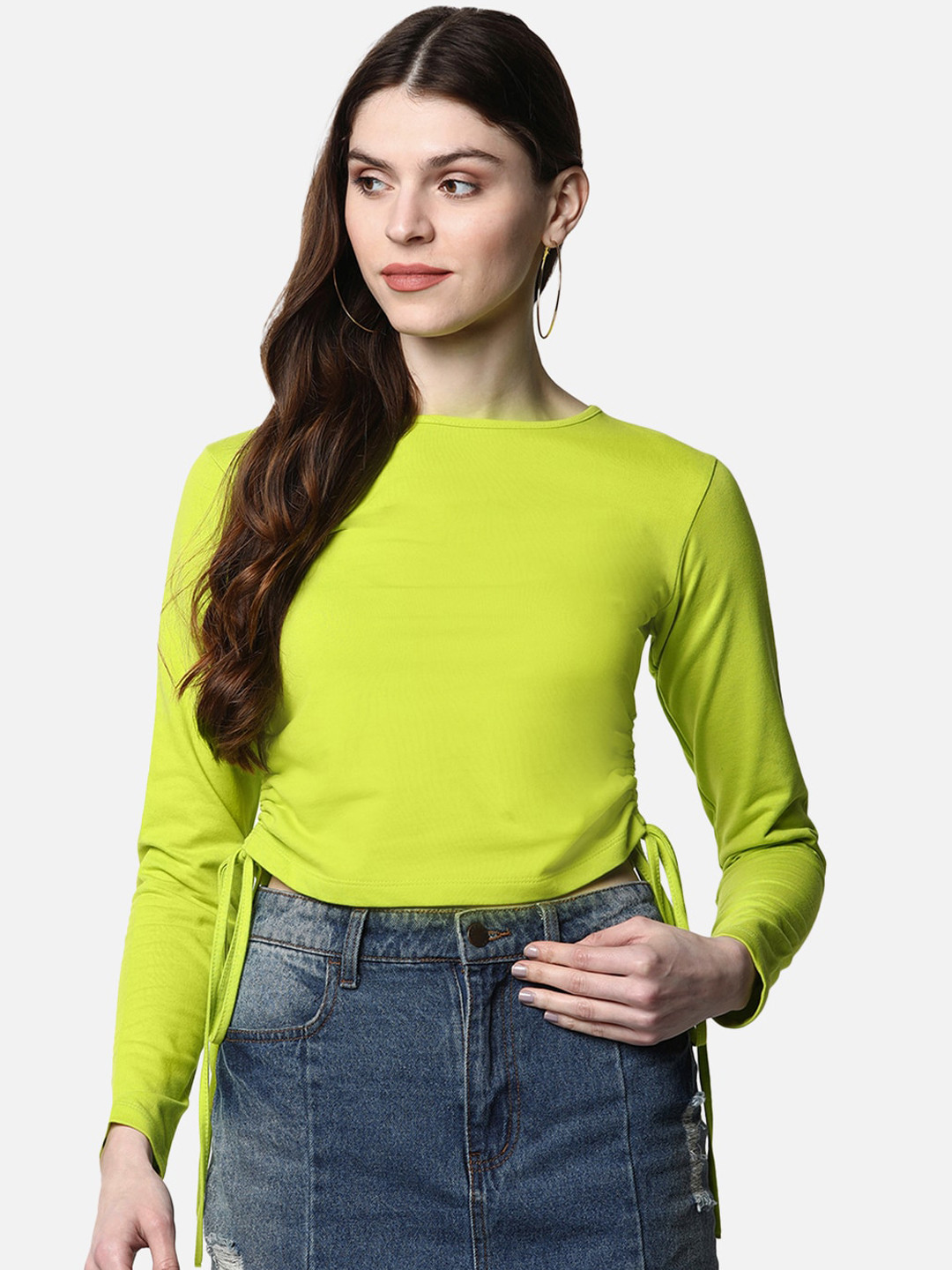 Buy Five Stones Women Lime Green SolidRegular Top - Tops for Women ...