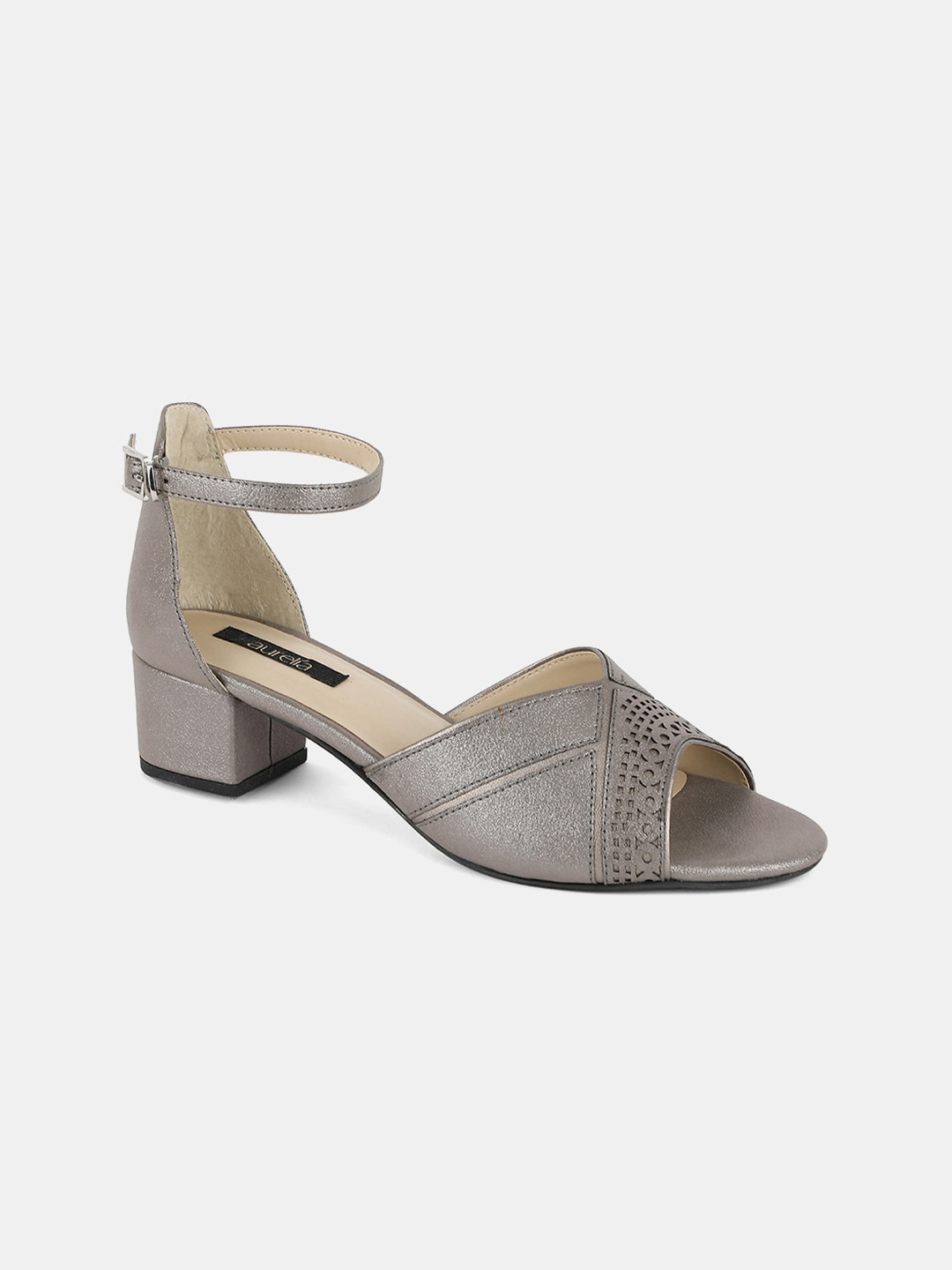 Buy AURELIA Women Grey Solid Block Heel Sandals - Heels for Women ...