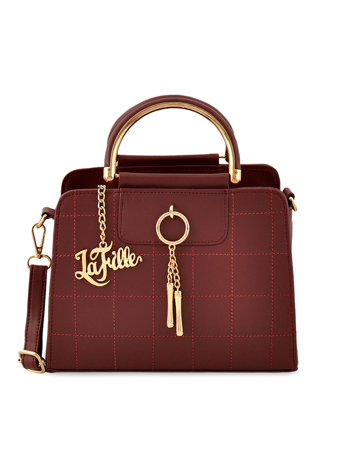 Buy LaFille Burgundy Checked Handheld Bag - Handbags for Women 13878346 ...