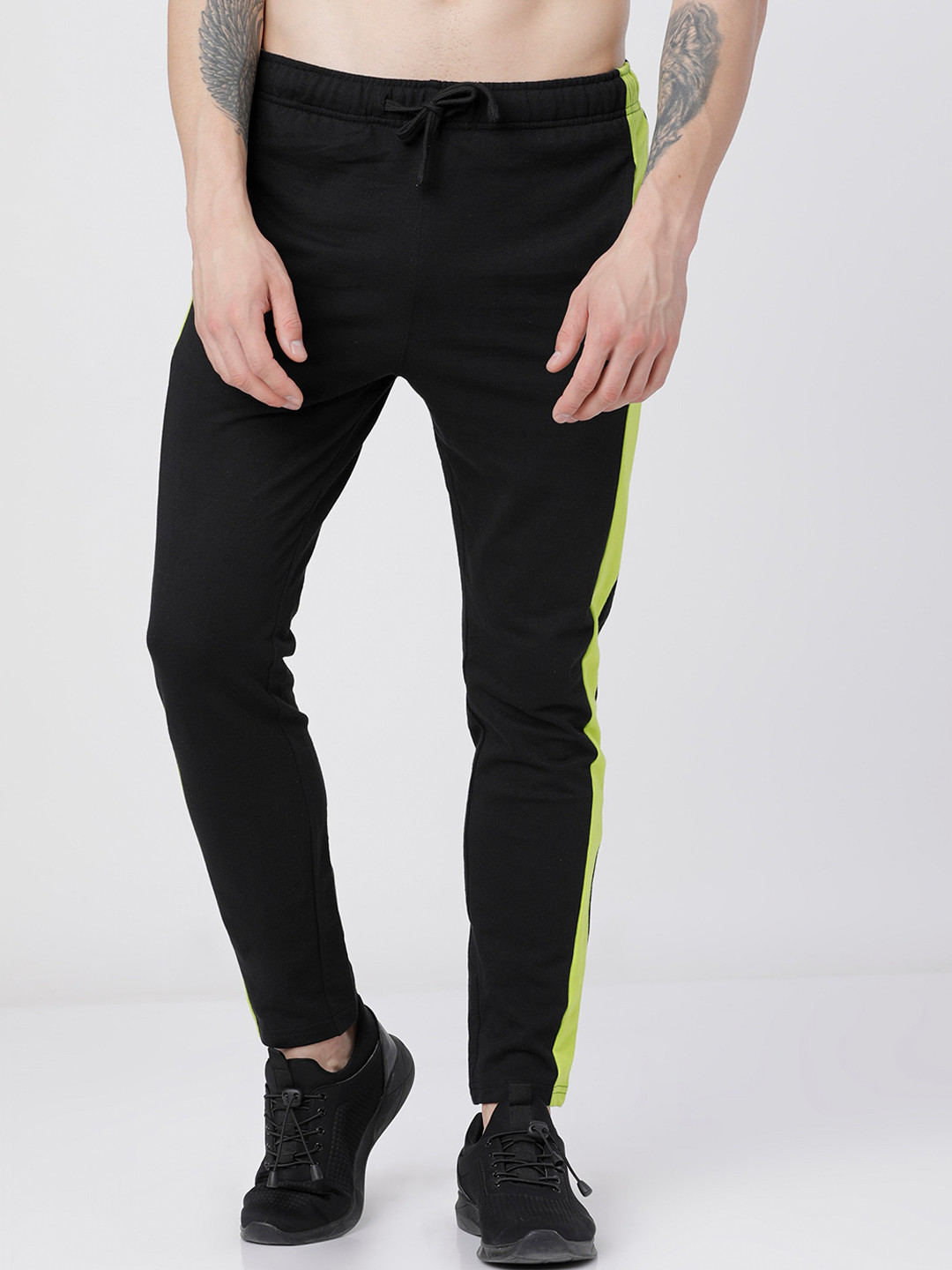 Buy HIGHLANDER Men Black & Green Solid Slim Fit Track Pants - Track ...
