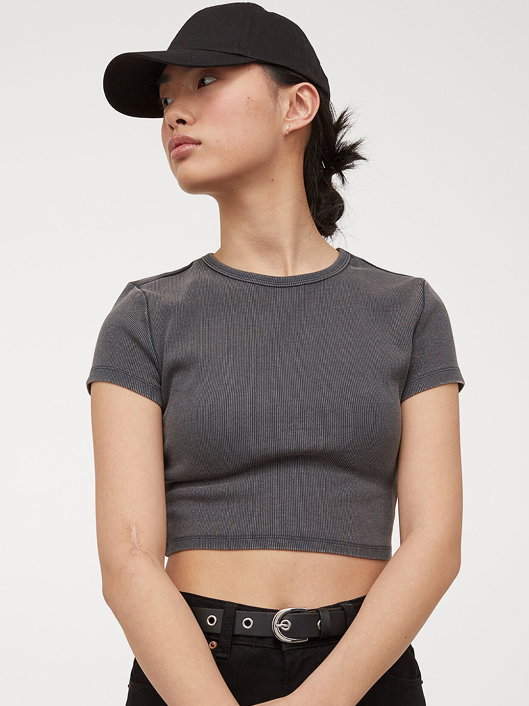 Buy H&M Women Grey Cropped Top - Tops for Women 13908320 | Myntra
