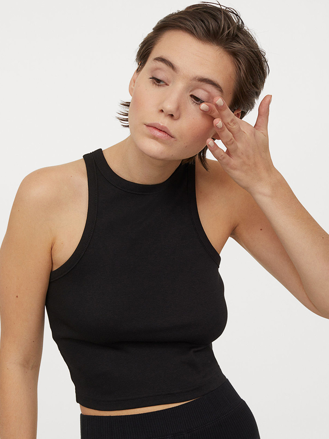 Buy H&M Black Ribbed Vest Top - Tops for Women 13908316 | Myntra