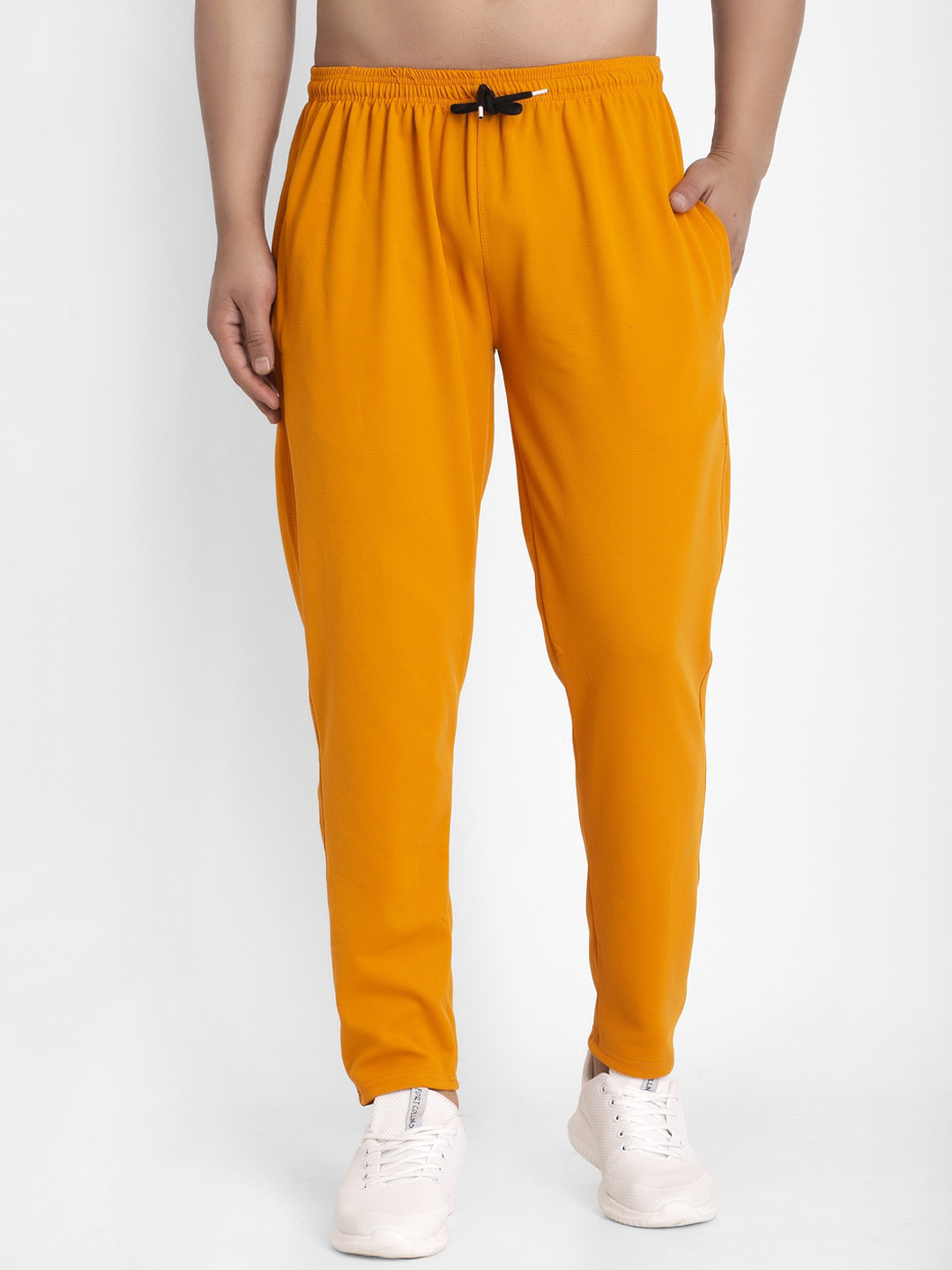Buy JAINISH Men Mustard Yellow Solid Slim Fit Track Pants - Track Pants ...