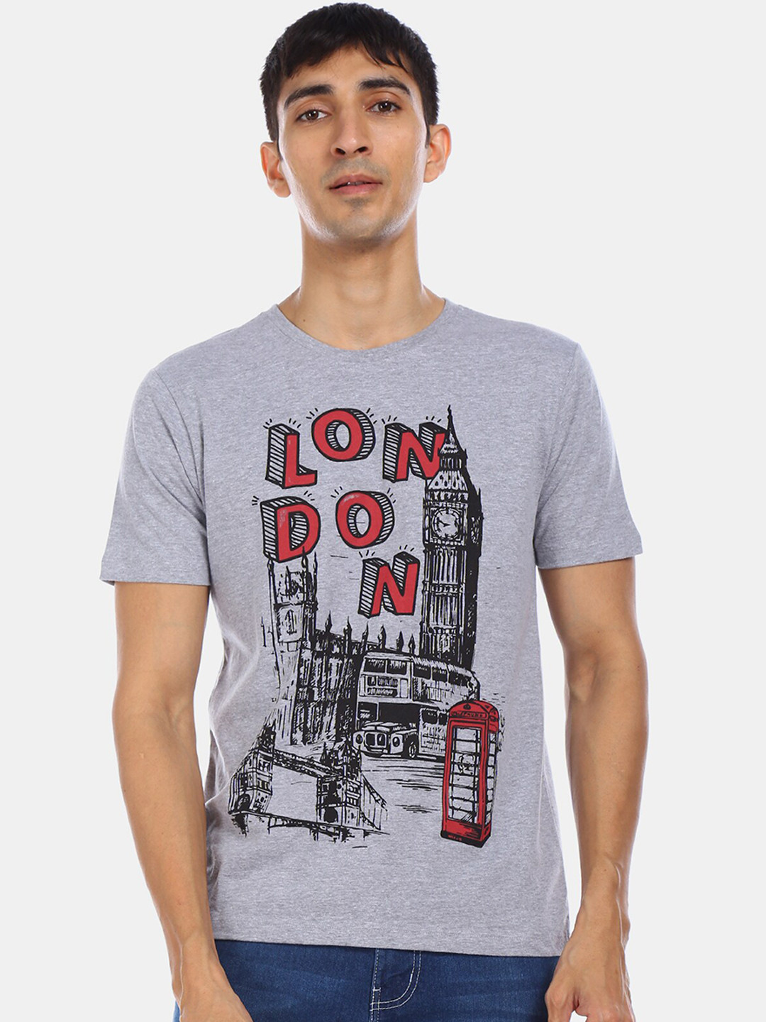 Buy Colt Men Grey Printed Round Neck T Shirt - Tshirts for Men 13793342 ...