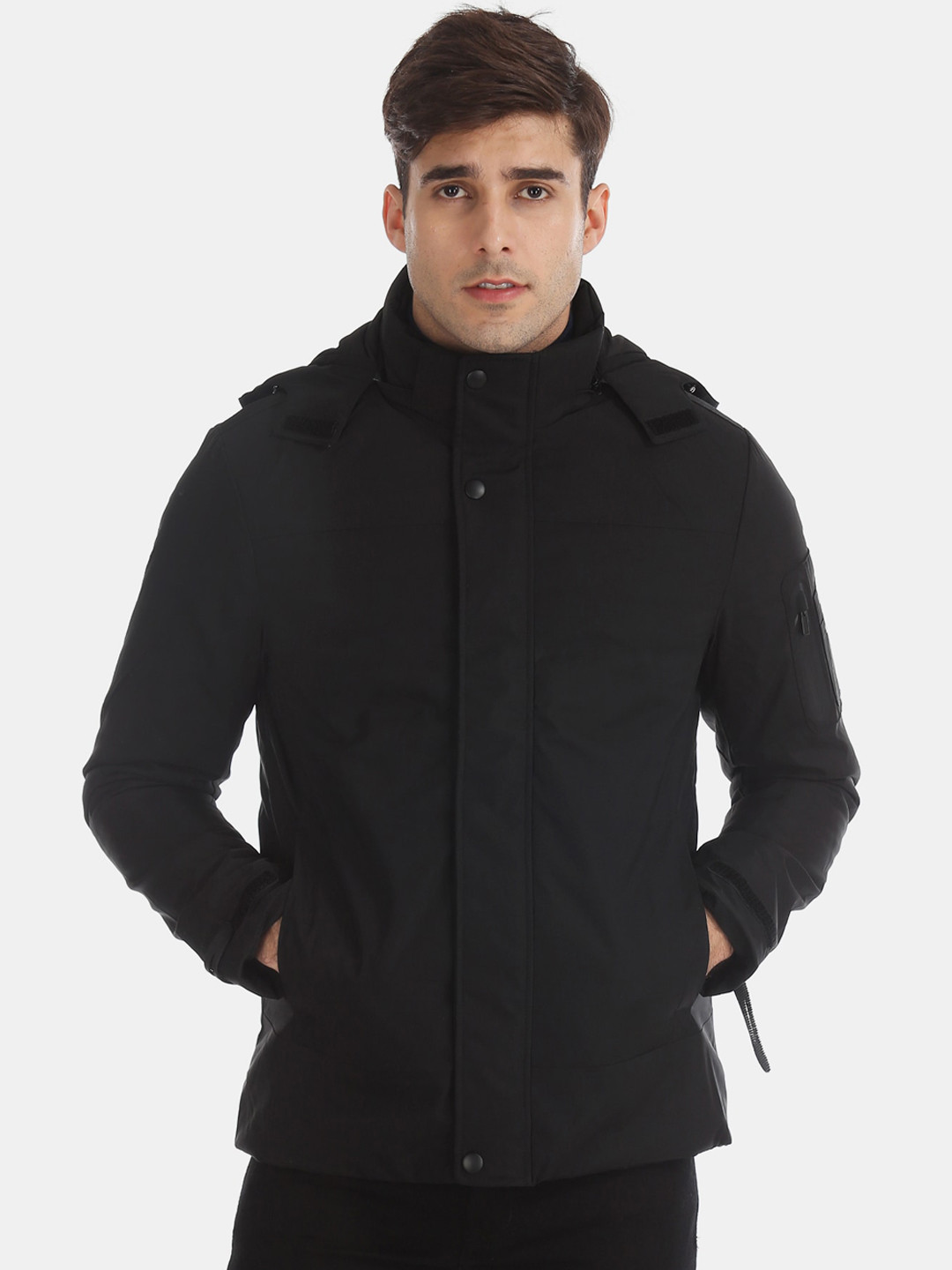 Buy Arrow Sport Men Black Solid Padded Jacket - Jackets for Men ...