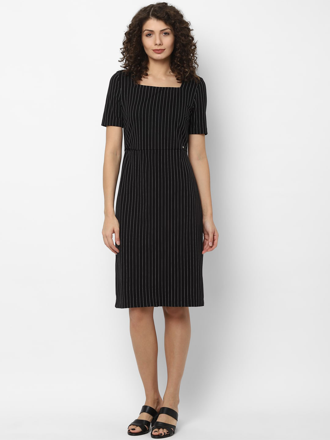 Buy Allen Solly Woman Women Black Striped Sheath Dress - Dresses for ...