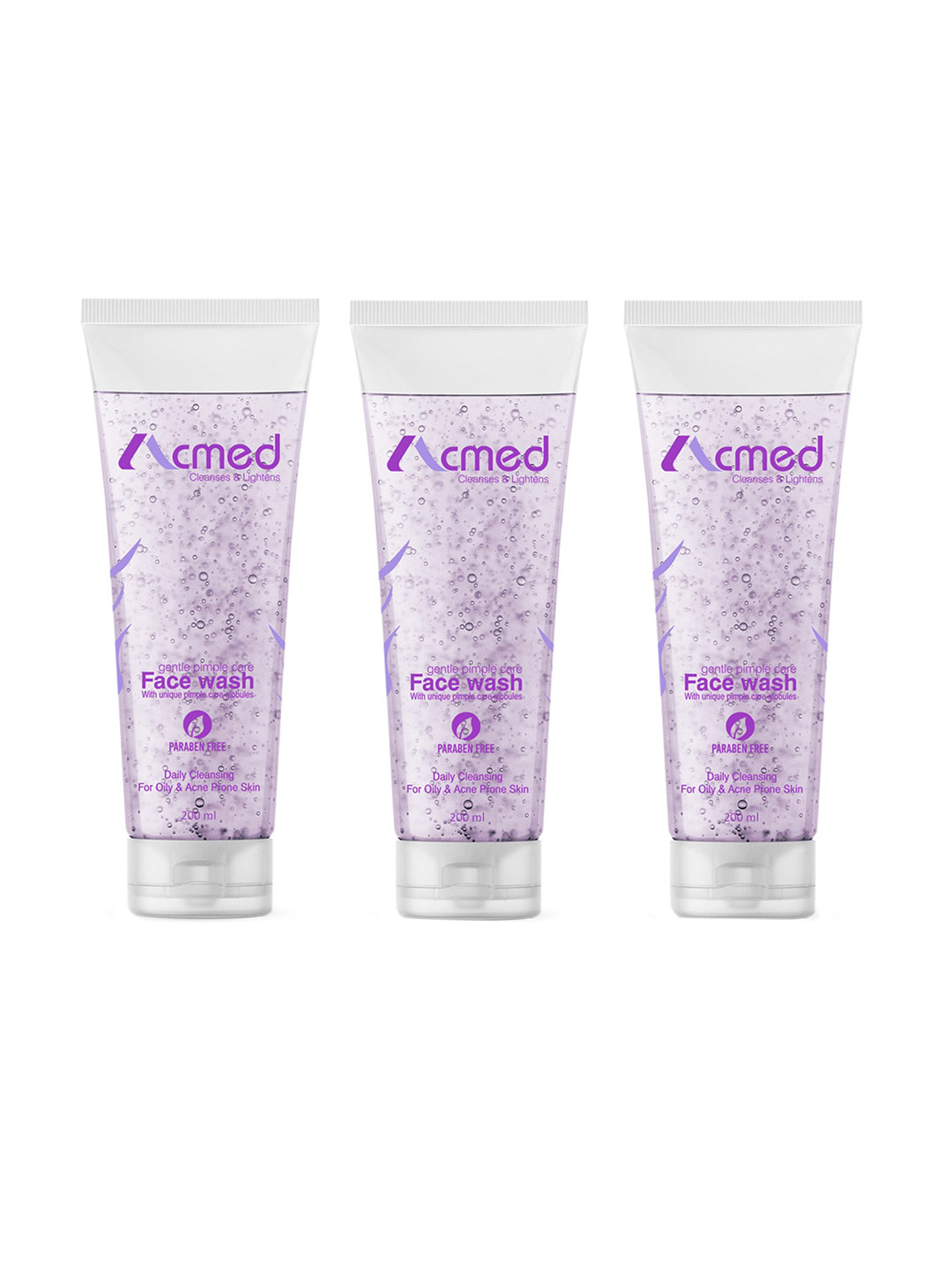 Buy ACMED Unisex Pack Of 3 Pimple Care Face Wash 200 G - Face Wash And ...