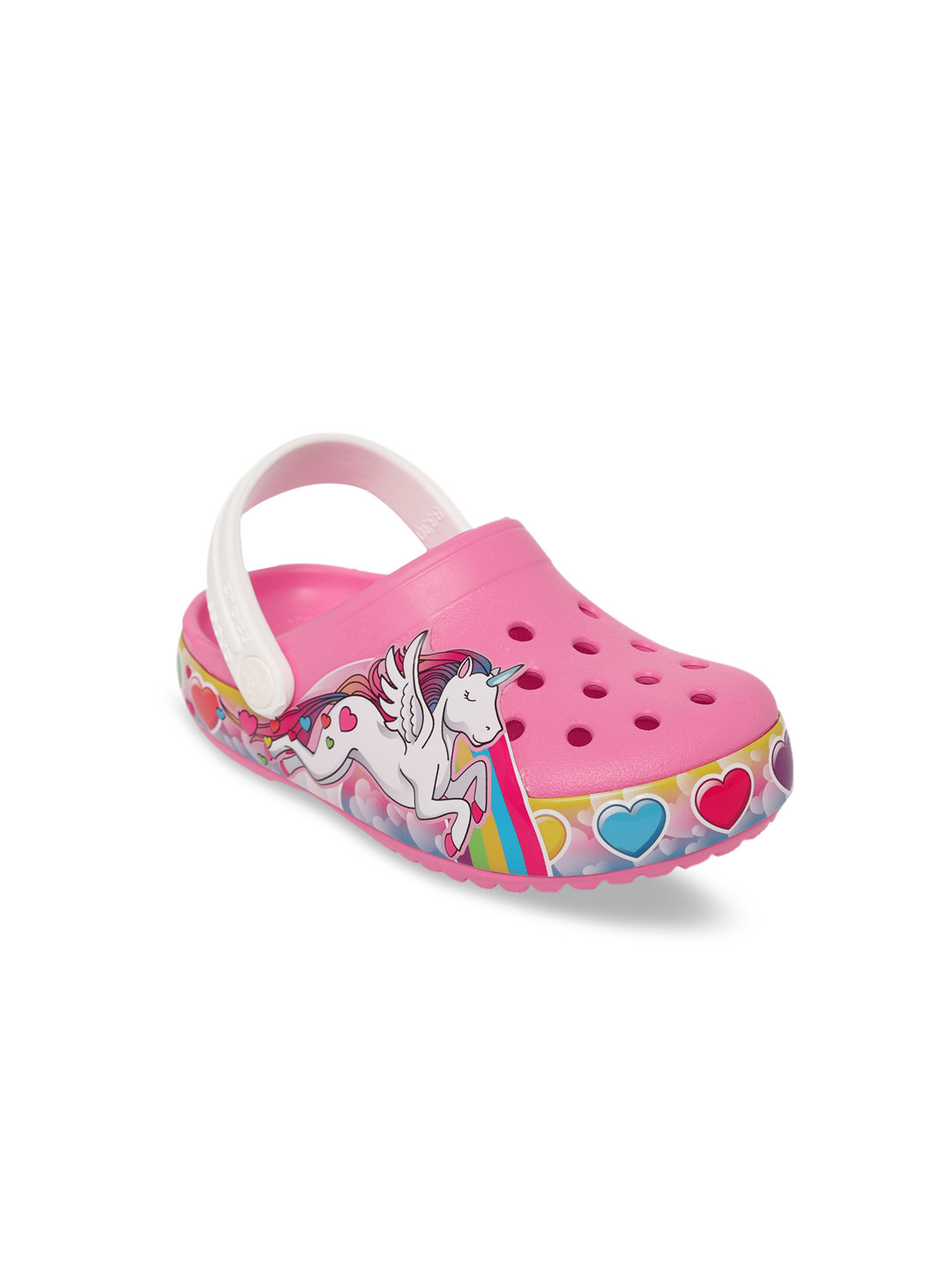 Buy Crocs Girls Pink & White Unicorn Printed Perforated Clogs - Flip ...