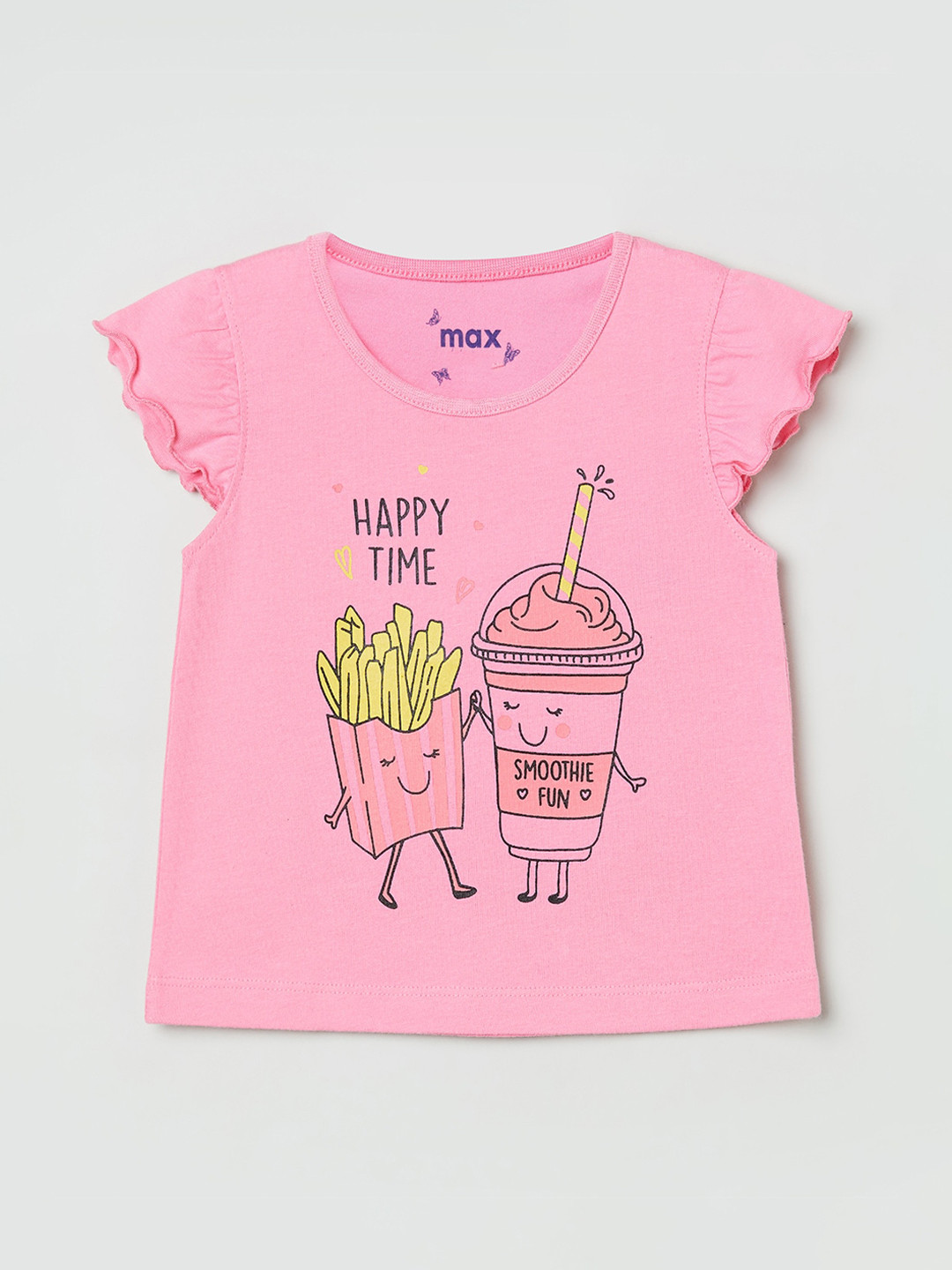 Buy Max Pink Printed Pure Cotton Regular Top - Tops for Girls 13962582 ...