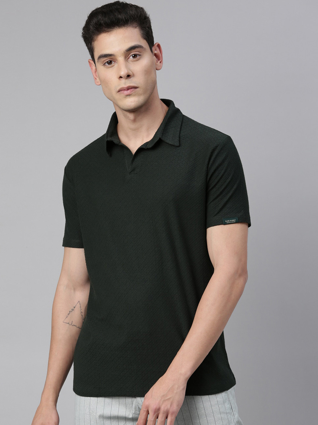 Buy RARE RABBIT Men Rings 4 Slim Fit Solid Polo Collar T Shirt ...