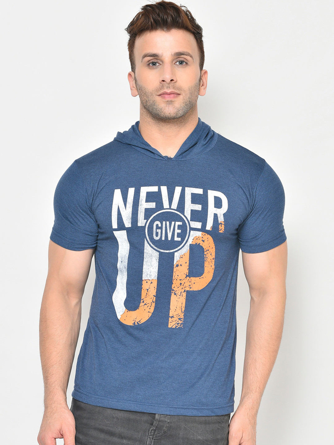 Buy CHKOKKO Men Blue Printed Hood T Shirt - Tshirts for Men 13969990 ...