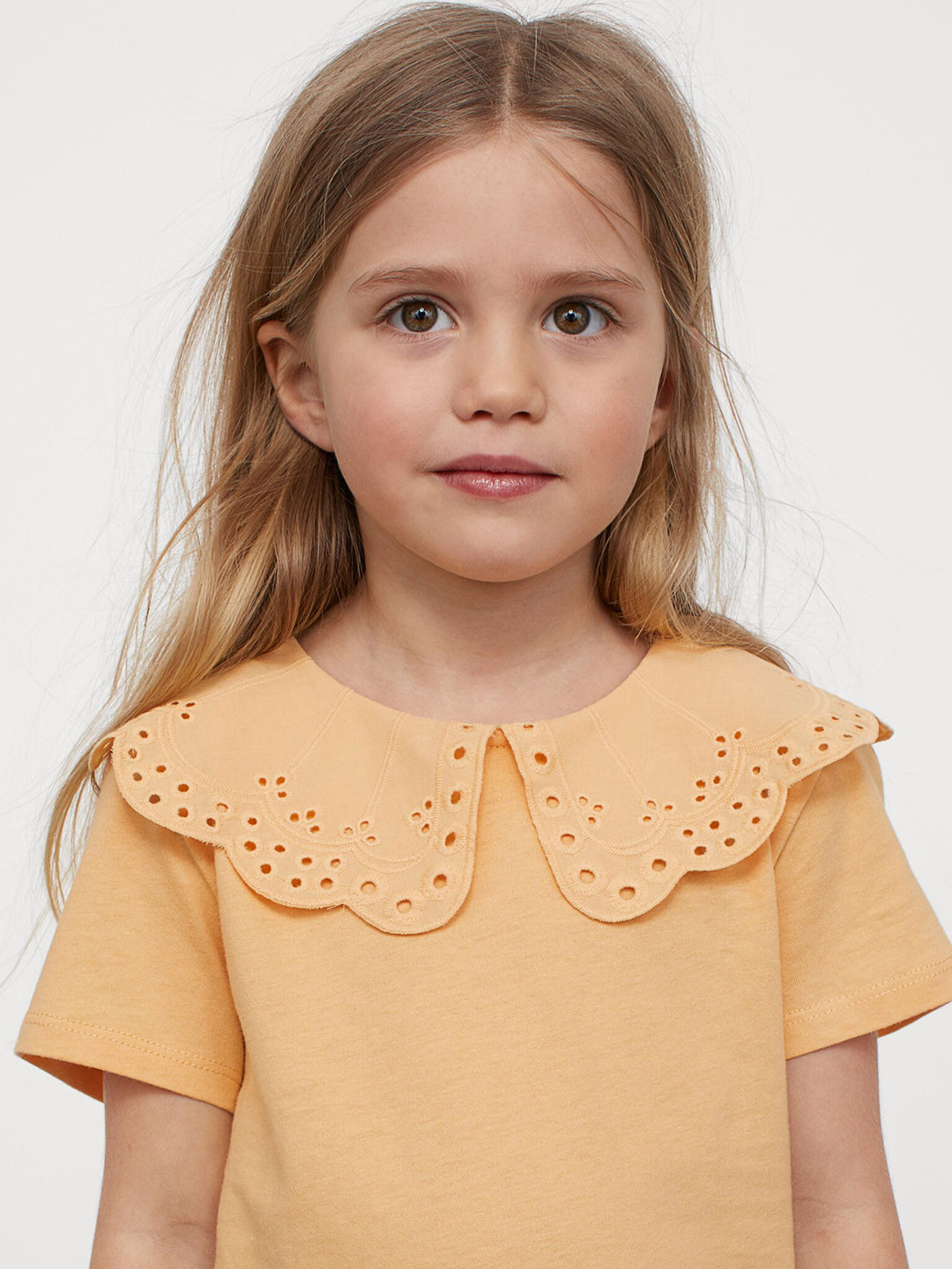 Buy H&M Girls Orange Solid Collared Jersey Top - Tops for Girls ...