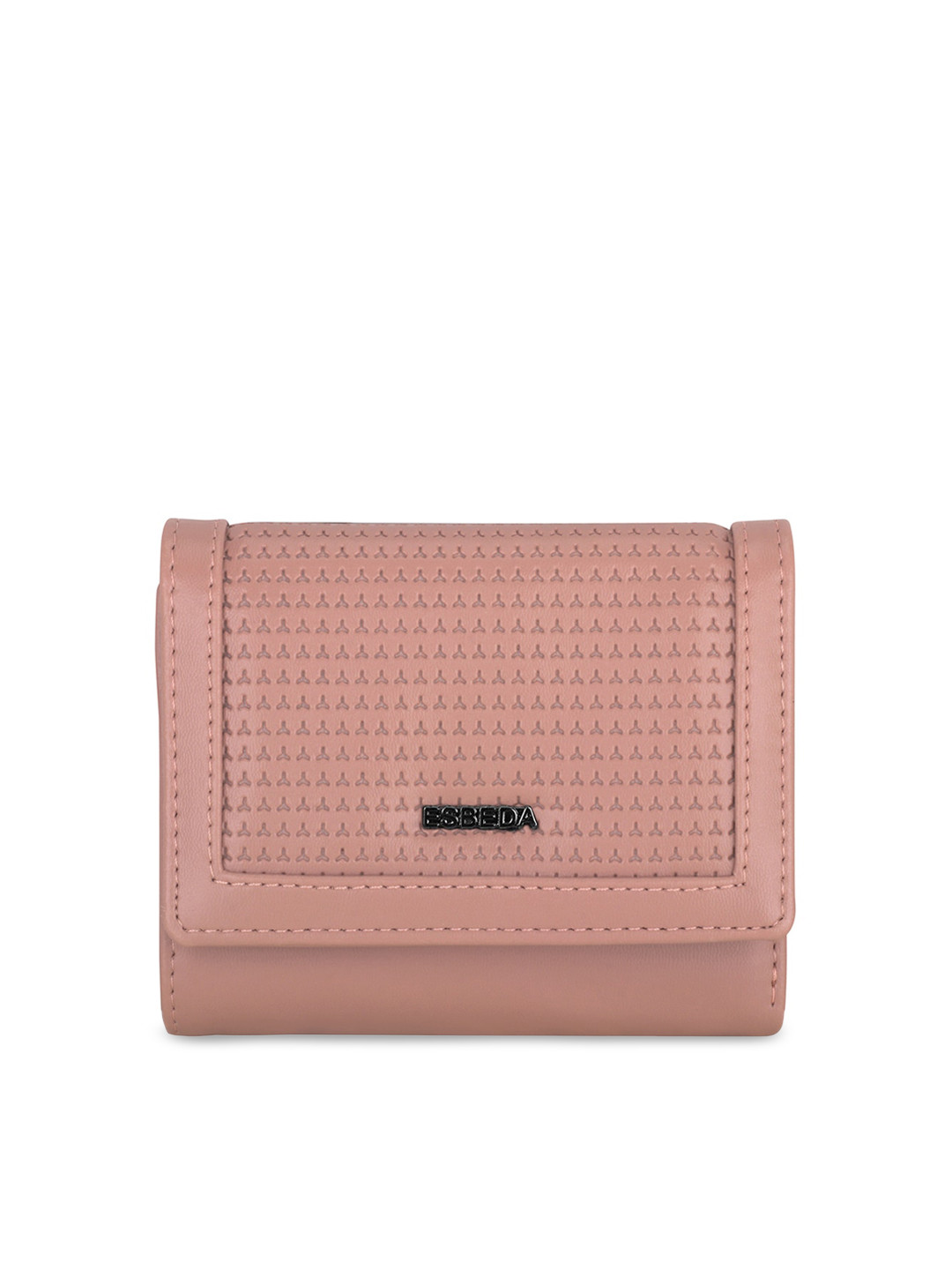 Buy ESBEDA Women Peach Coloured Textured Three Fold Wallet - Wallets ...