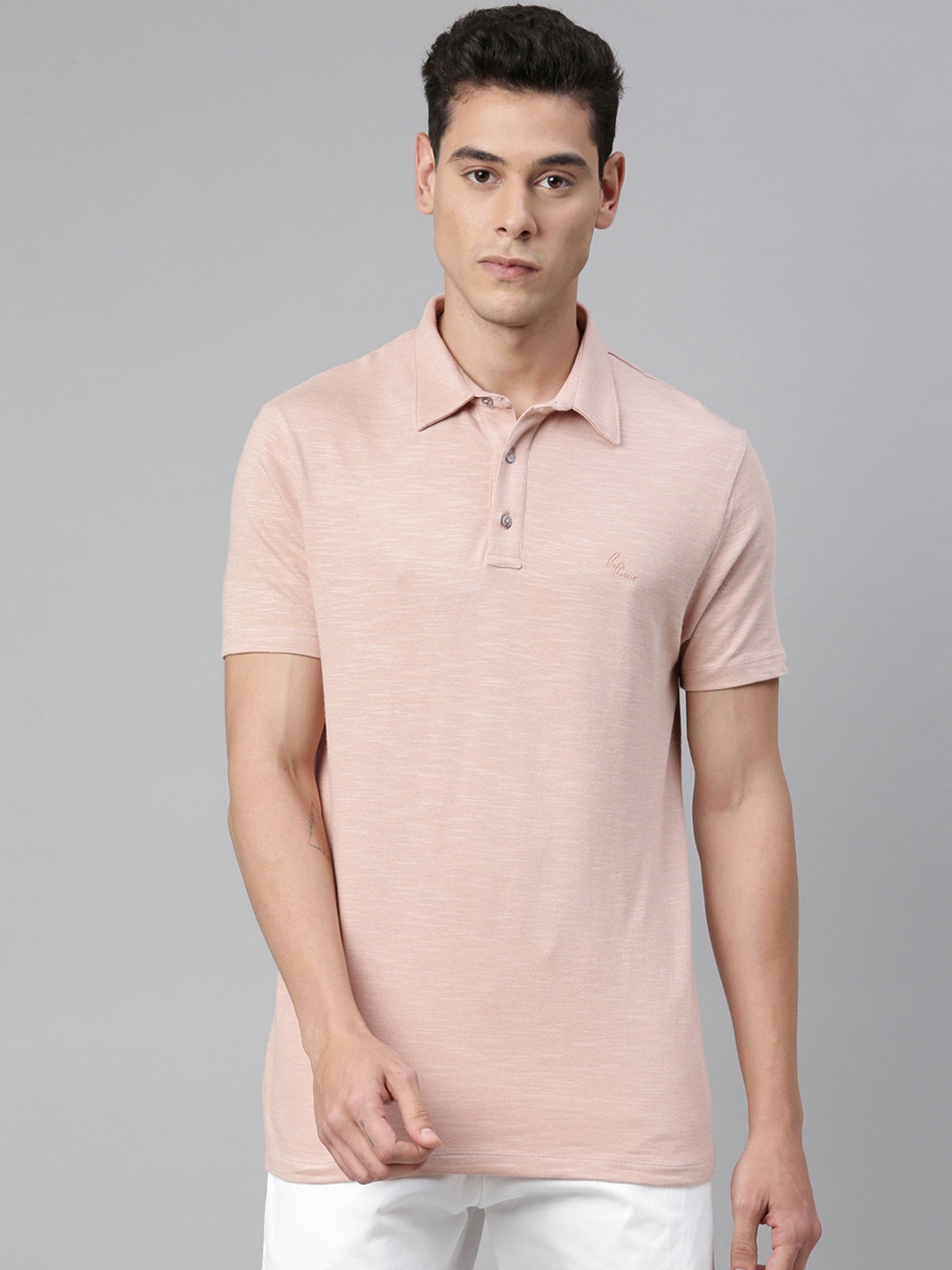 Buy RARE RABBIT Men Pink Solid Polo Collar T Shirt - Tshirts for Men ...