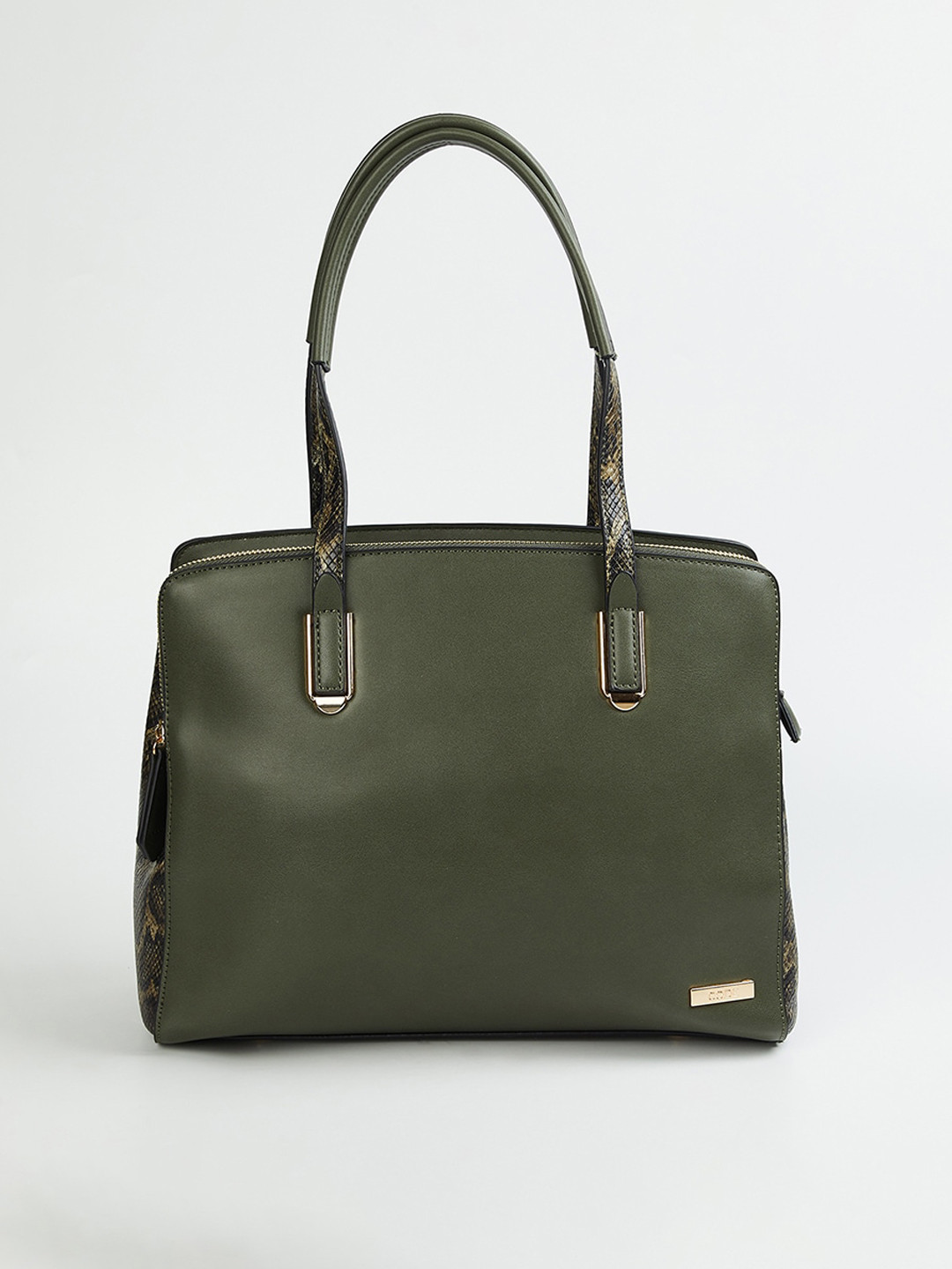 Buy CODE By Lifestyle Olive Green Solid Handheld Bag - Handbags for ...
