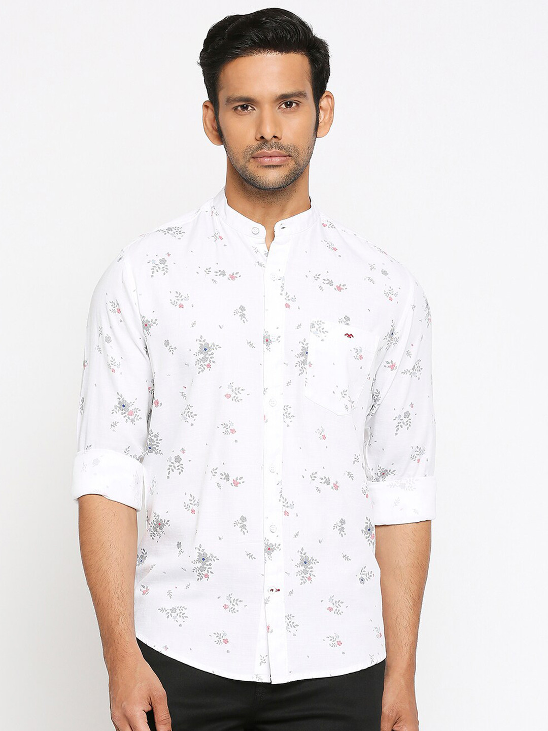 Buy Mufti Men White Slim Fit Printed Casual Shirt - Shirts for Men ...
