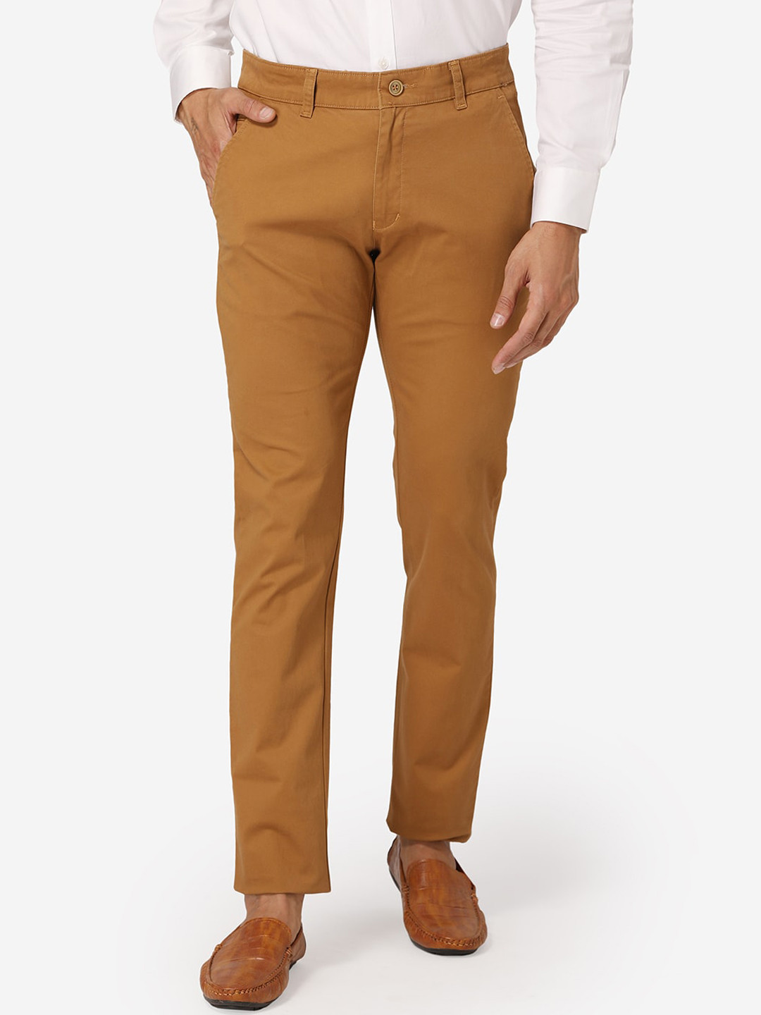 Buy Wintage Men Mustard Regular Fit Solid Chinos - Trousers for Men ...