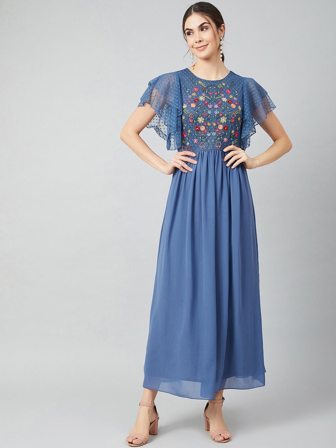 Buy Athena Women Blue Embellished Maxi Dress Dresses For Women