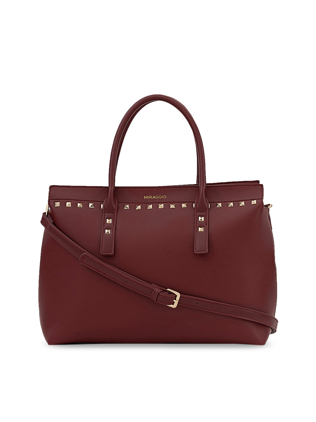 Buy MIRAGGIO Maroon Solid Handheld Bag - Handbags for Women 14100858 ...