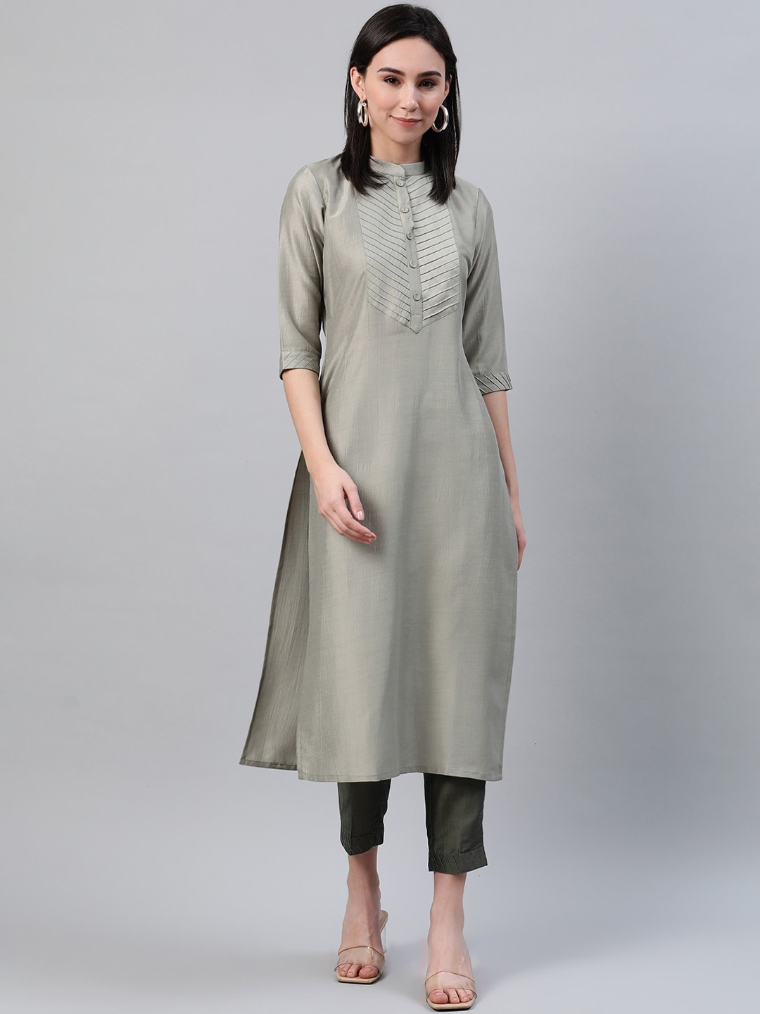 Buy Libas Women Olive Green Yoke Design Kurta Kurtas For Women