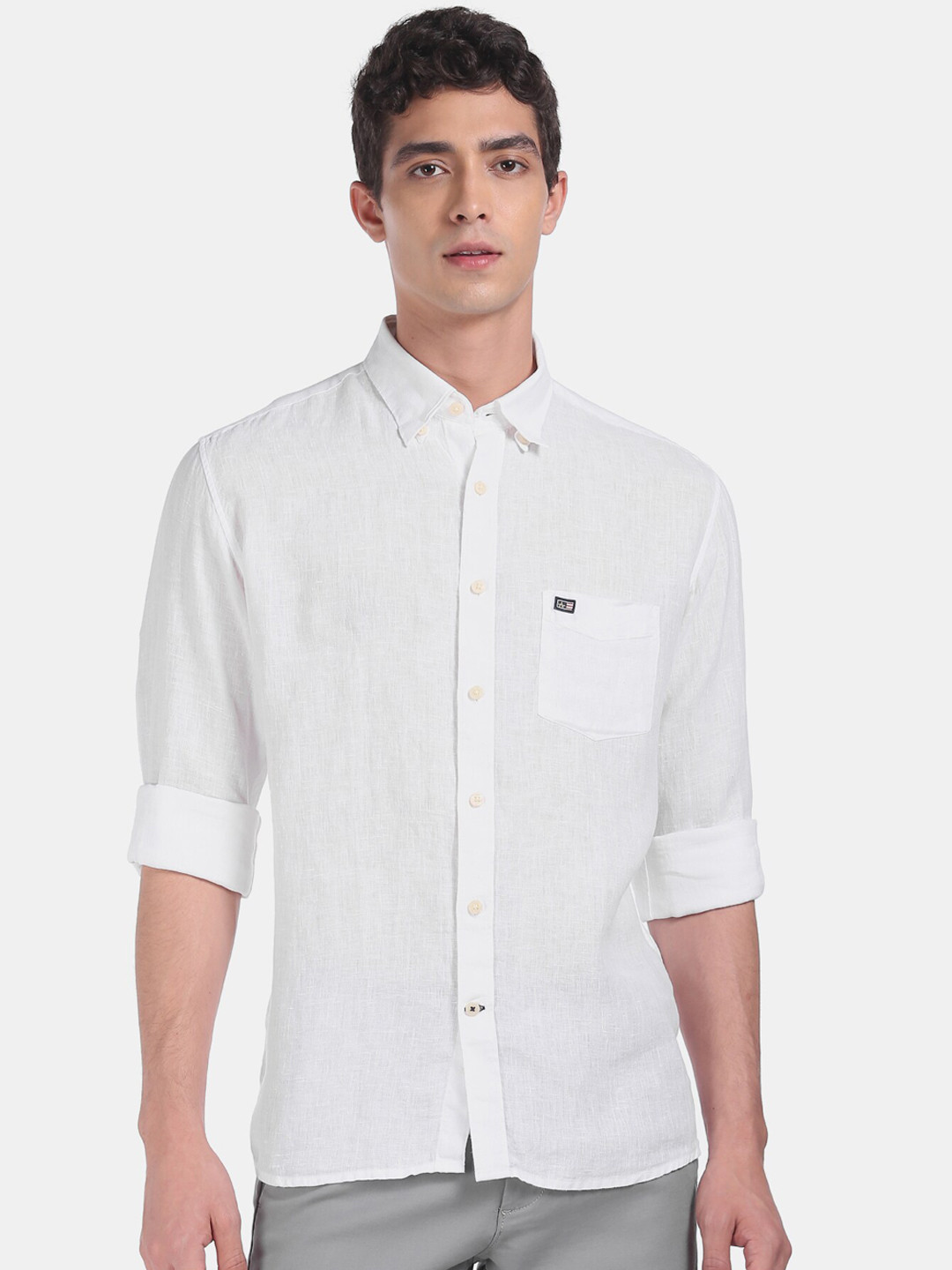 Buy Arrow Sport Men White Regular Fit Solid Casual Shirt - Shirts for ...