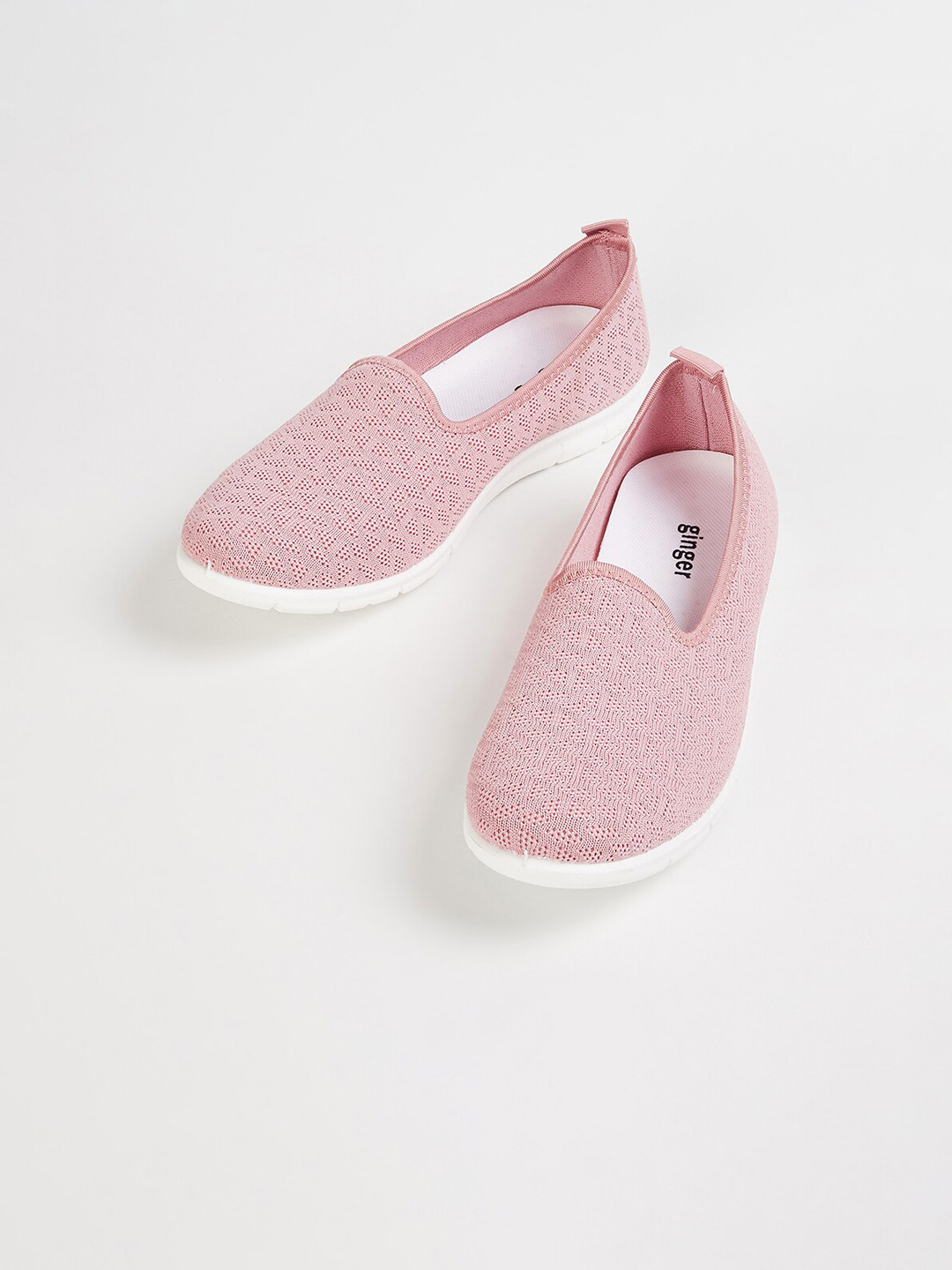 Buy Ginger By Lifestyle Women Pink Woven Design Slip On Sneakers ...