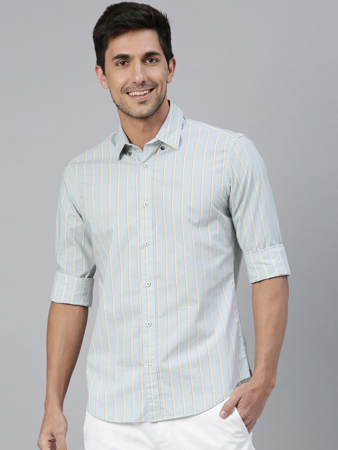 Buy RARE RABBIT Men Pollux Slim Fit Striped Shirt - Shirts for Men ...