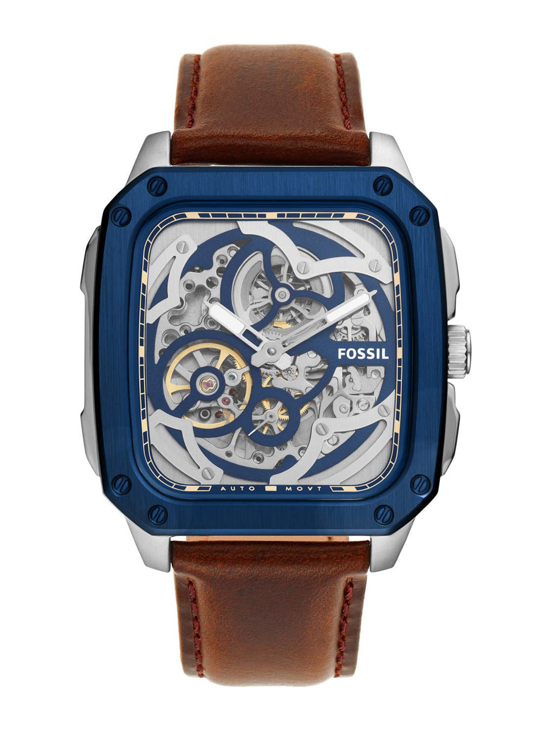 Buy Fossil Men Blue & Silver Toned Inscription Analogue Watch BQ2571 ...