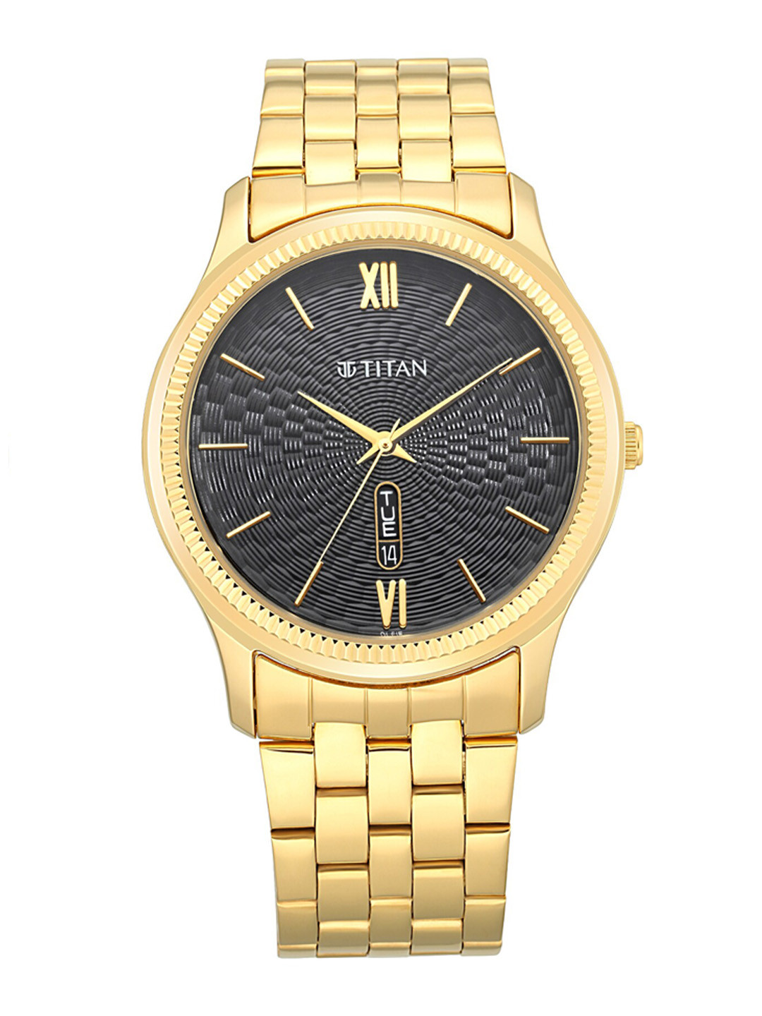 Buy Titan Men Black & Gold Toned Analogue Watch 1824YM01 - Watches for ...