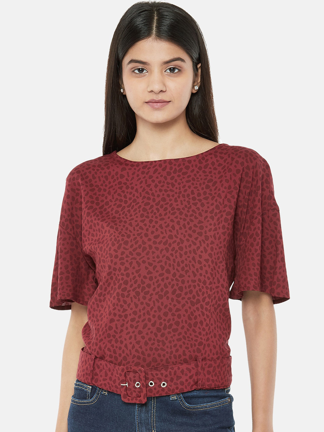 Buy People Maroon Printed Regular Top - Tops for Women 14200028 | Myntra